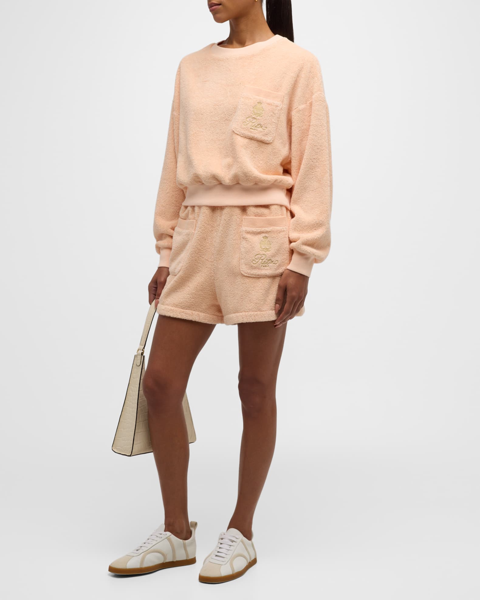 FRAME x Ritz Paris FRAME x Ritz Paris Cropped Cotton-Terry Sweatshirt ...