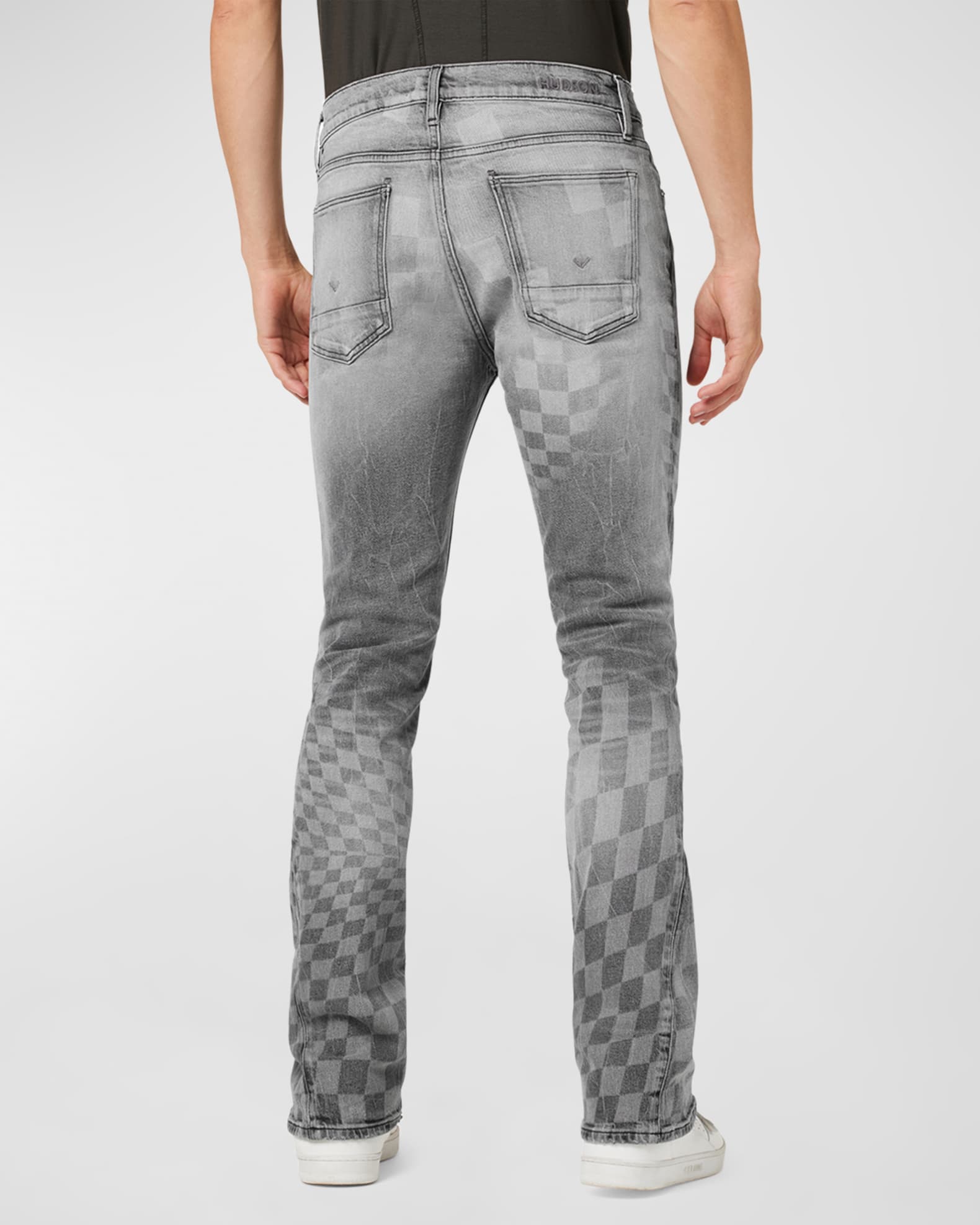 Hudson Men's Walker Kick Flare Checkered Jeans | Neiman Marcus