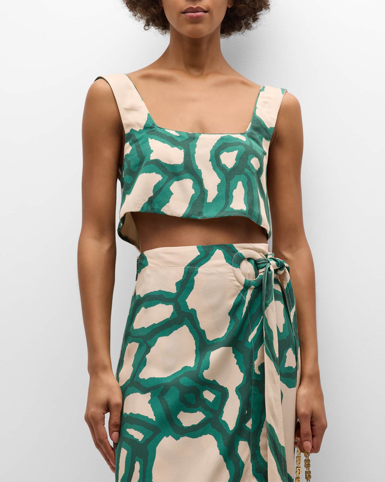pinkfilosofy Alma Abstract Print Crop Top | Neiman Marcus