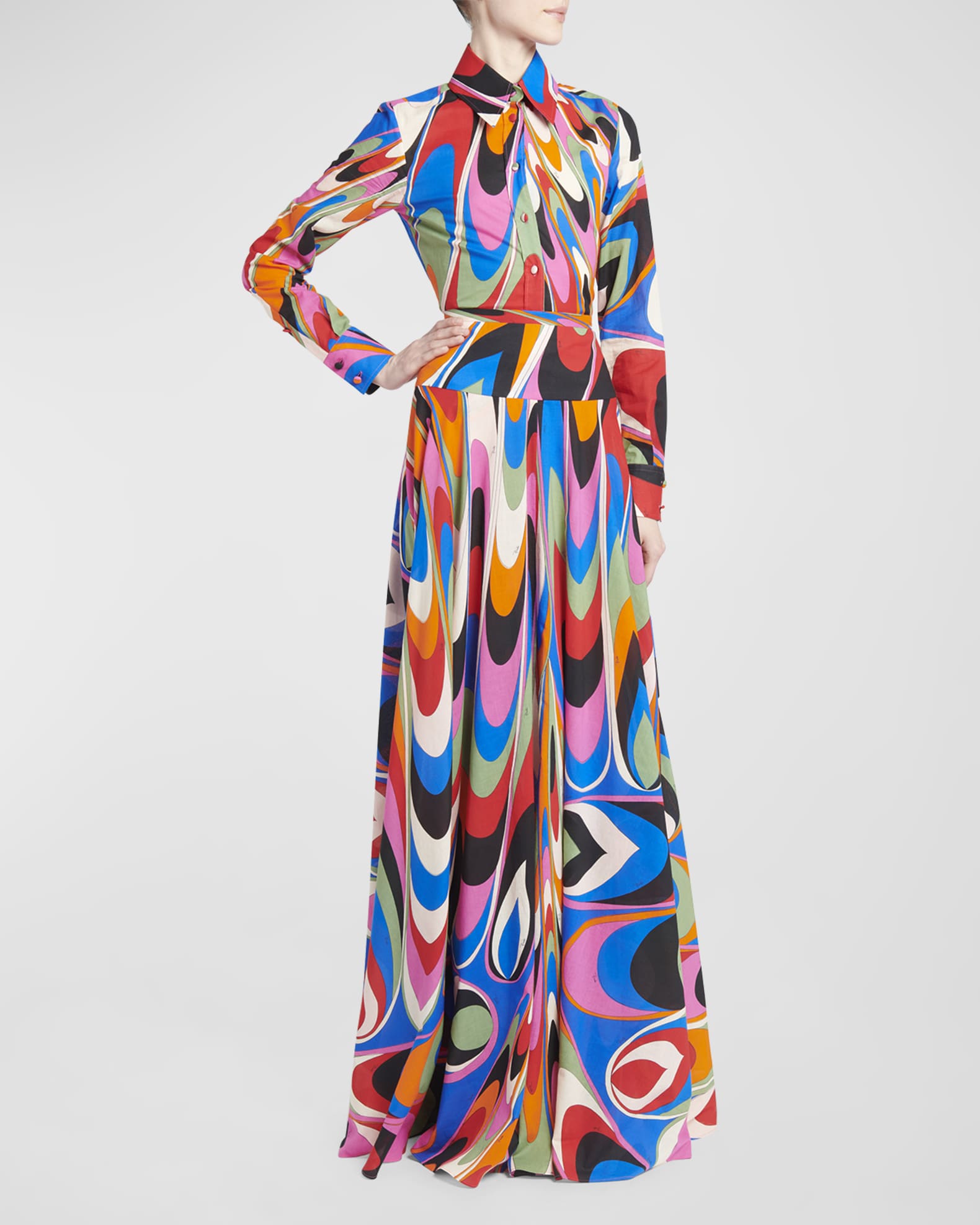 Emilio Pucci Abstract Print Collared Shirt | Neiman Marcus