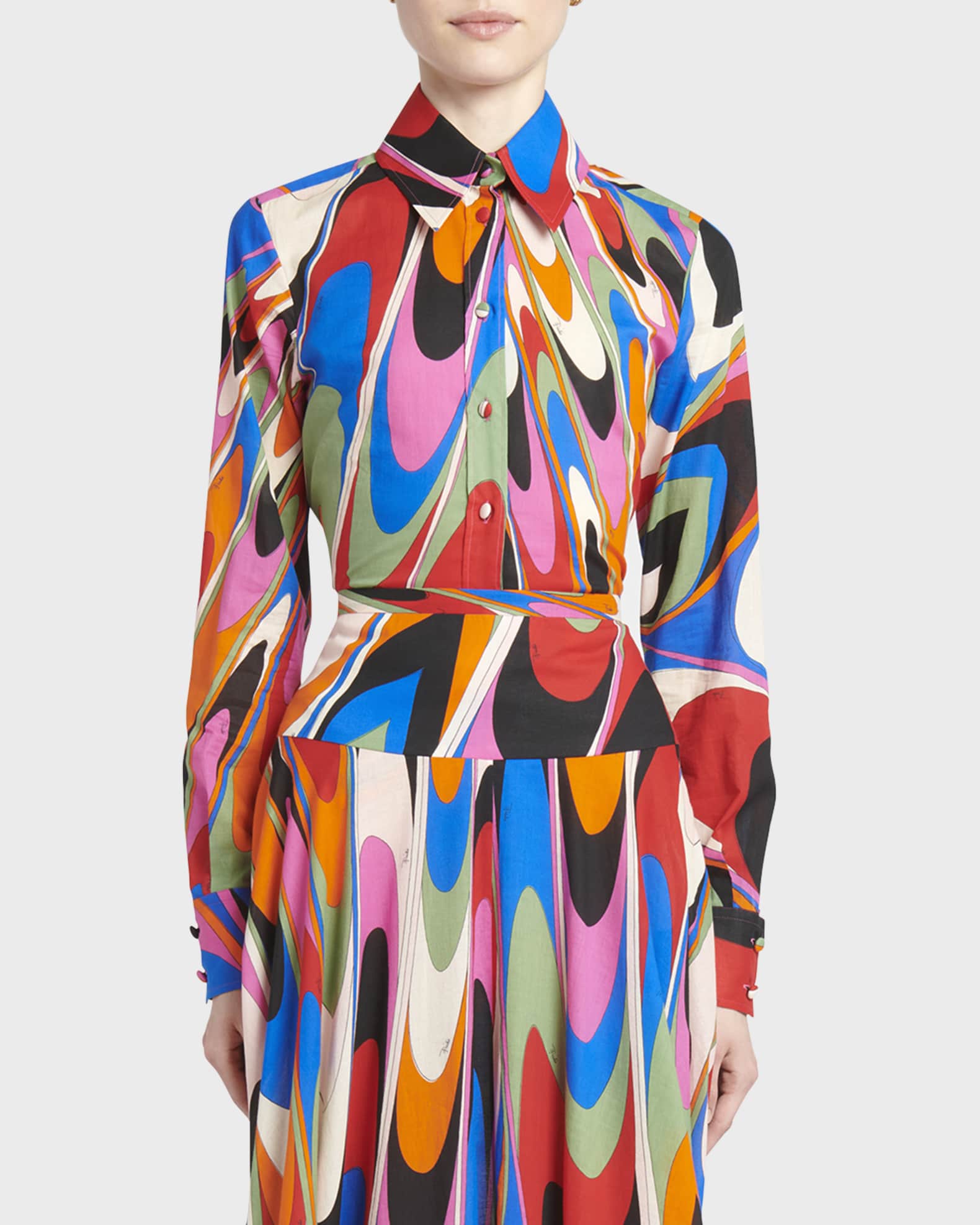 Emilio Pucci Abstract Print Collared Shirt | Neiman Marcus