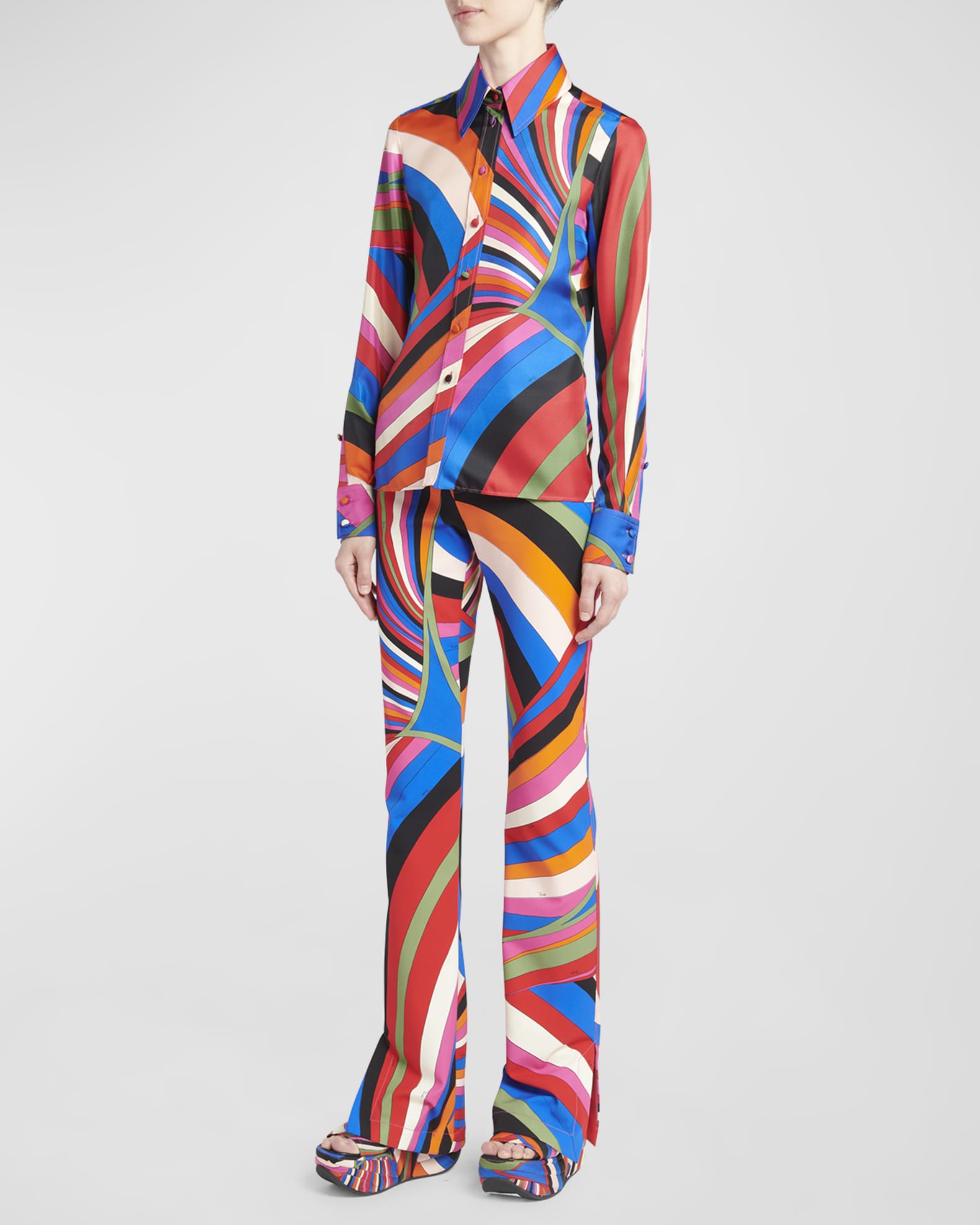 Emilio Pucci Abstract Print Collared Shirt | Neiman Marcus
