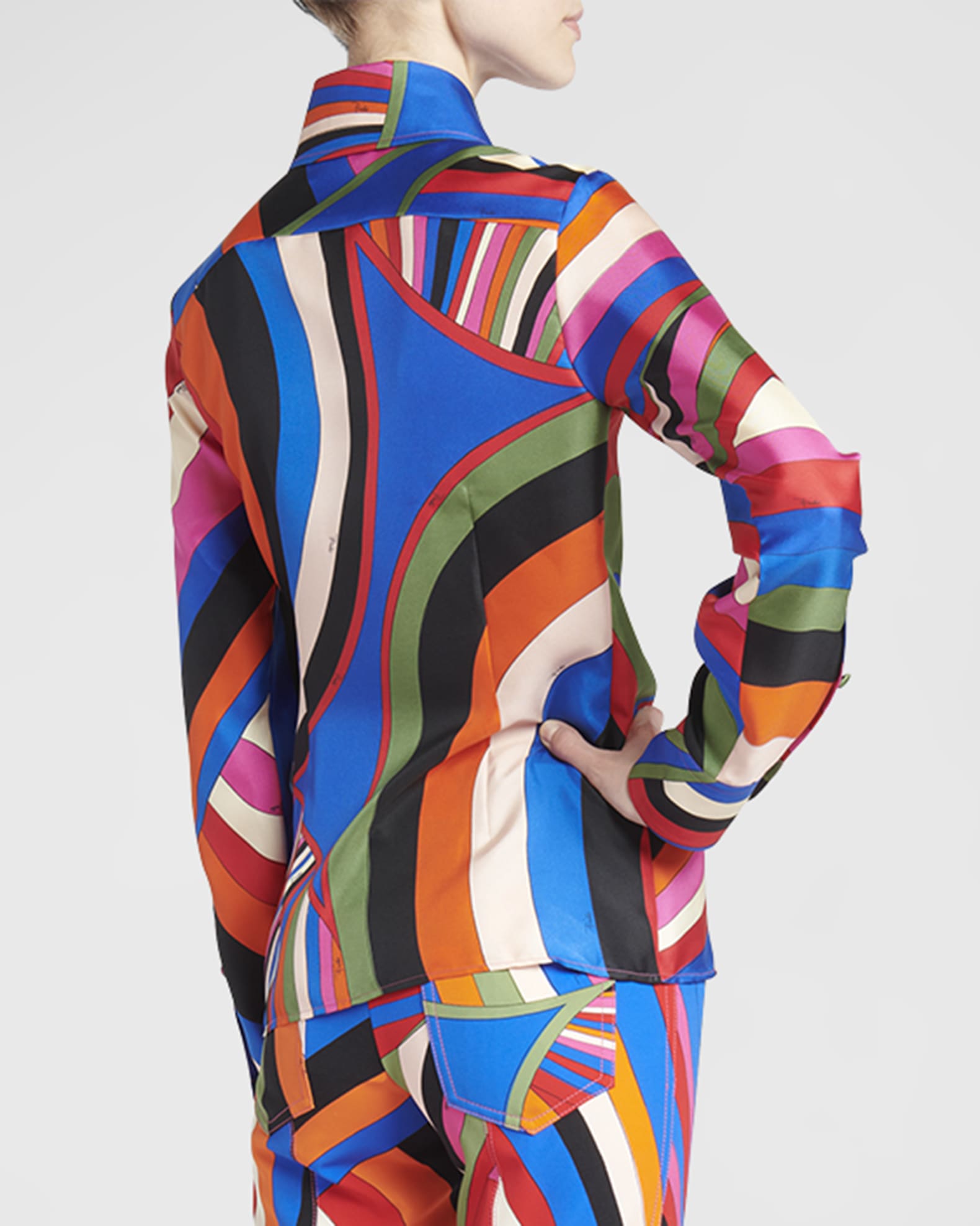Emilio Pucci Abstract Print Collared Shirt | Neiman Marcus