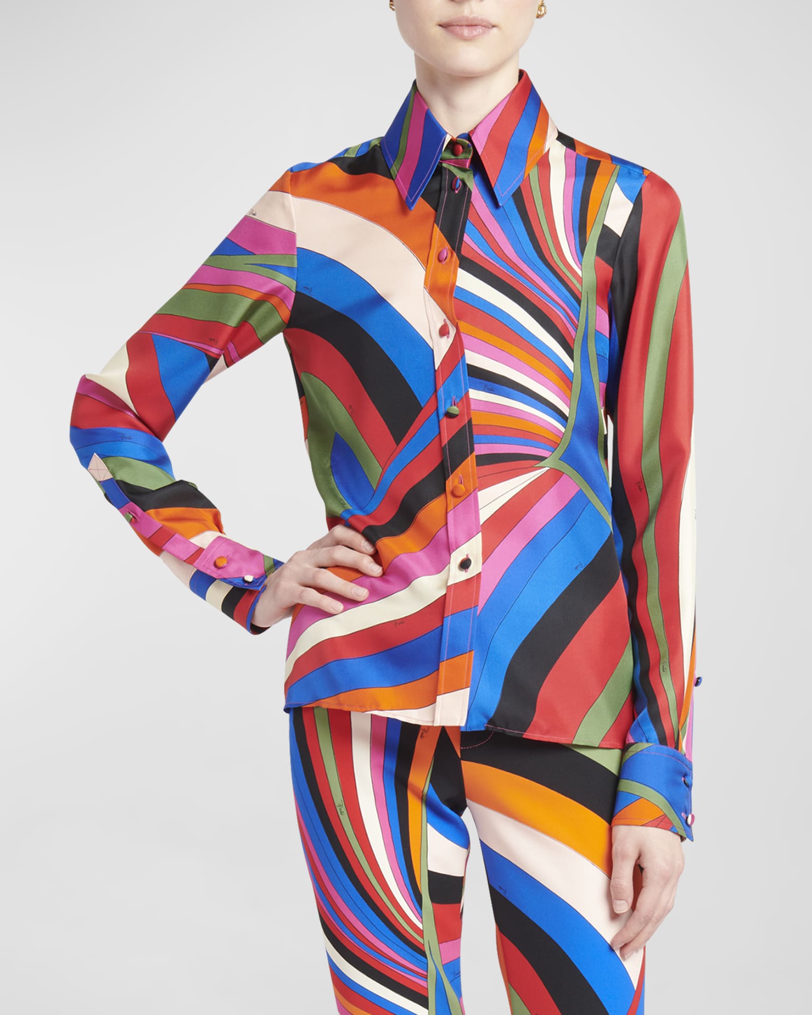 Emilio Pucci Abstract Print Collared Shirt | Neiman Marcus