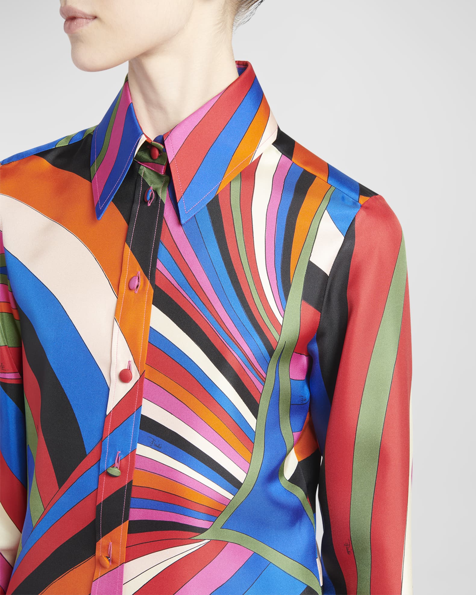 Emilio Pucci Abstract Print Collared Shirt | Neiman Marcus