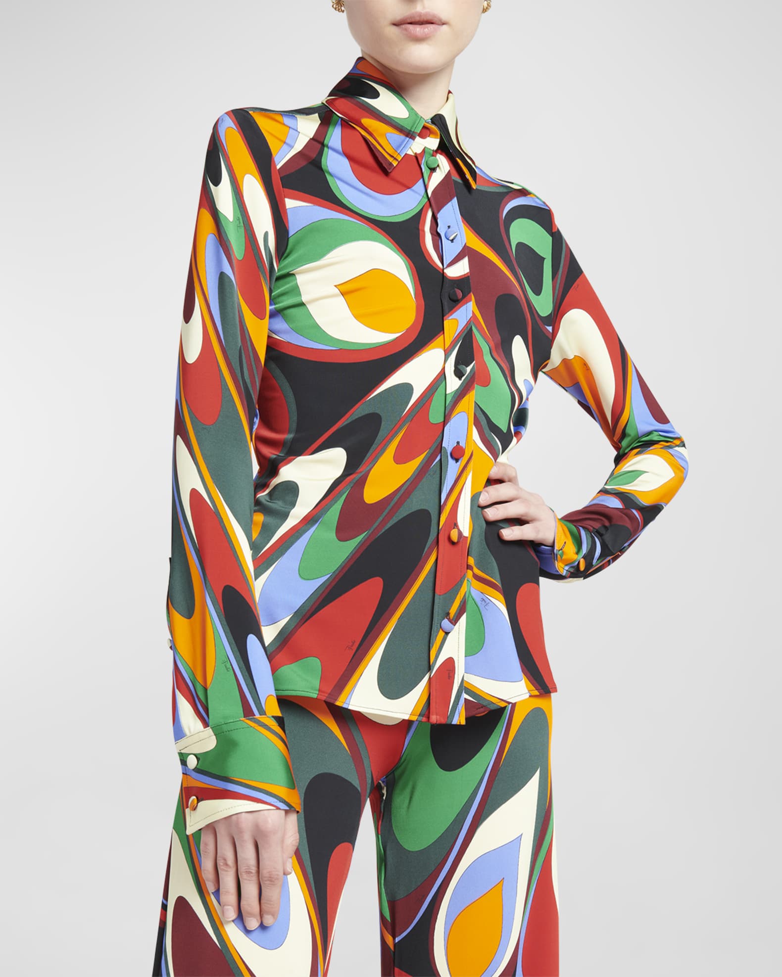 Emilio Pucci Abstract-Print Collared Shirt | Neiman Marcus