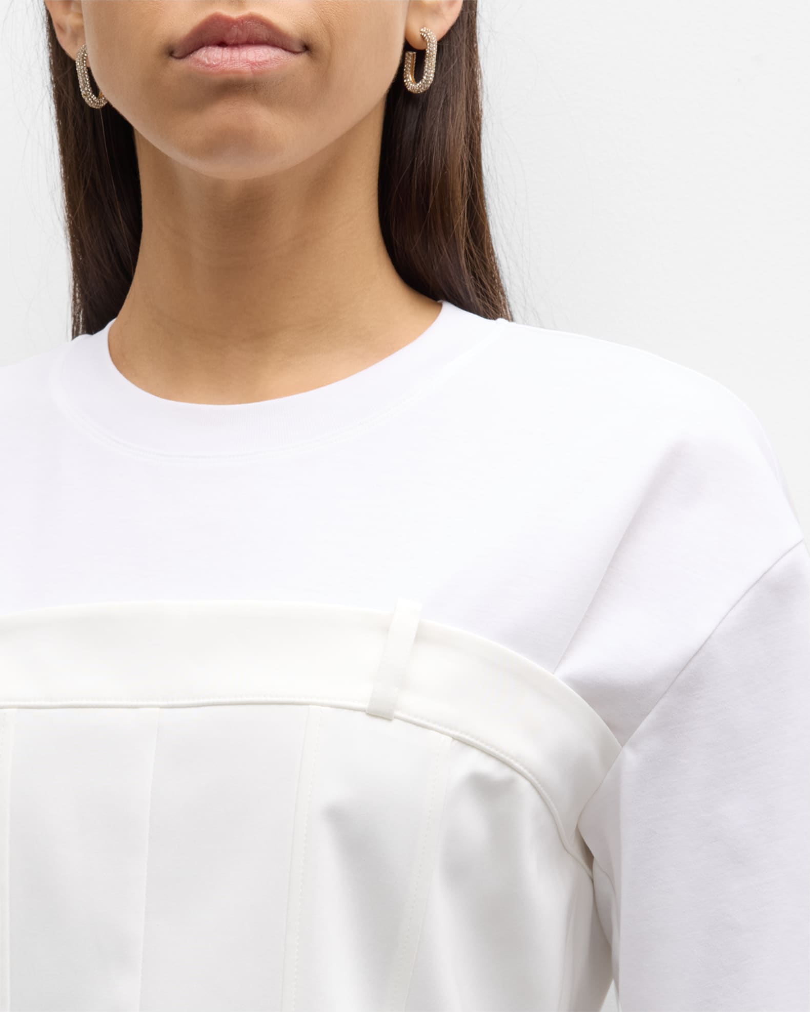 ADEAM Emma Short-Sleeve Pleated Peplum Corset Top | Neiman Marcus