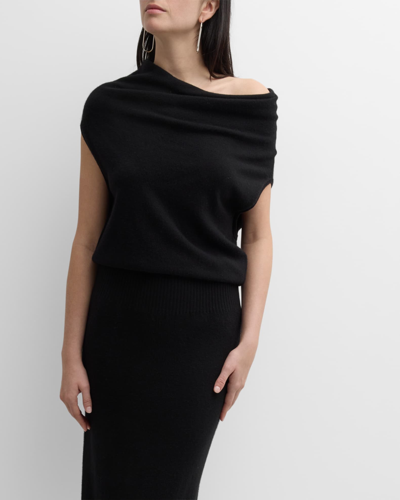 Brochu Walker Lori One-Shoulder Side-Slit Knit Midi Dress | Neiman Marcus