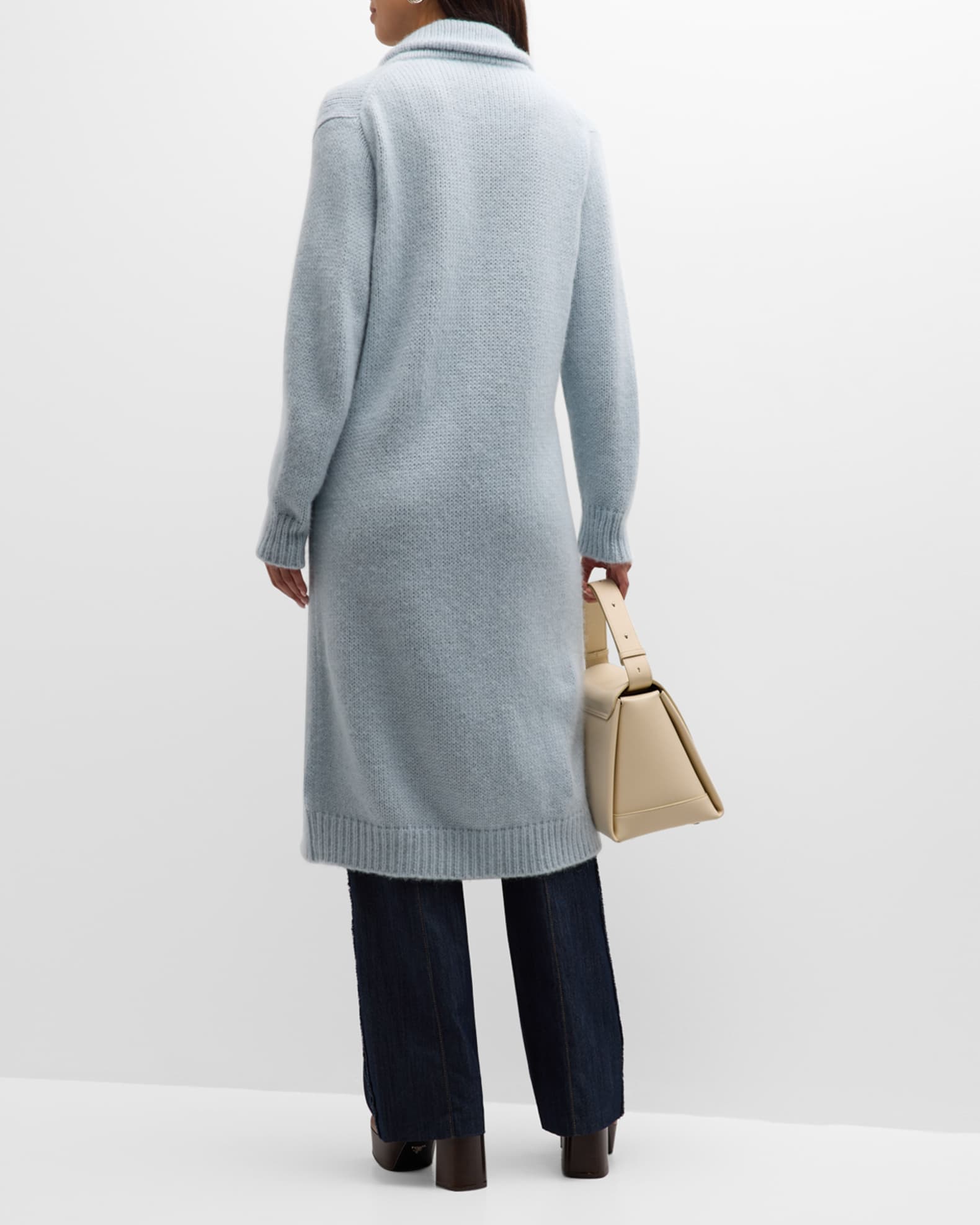 Lingua Franca Mavis Double-Breasted Fringe-Trim Knit Coat | Neiman Marcus