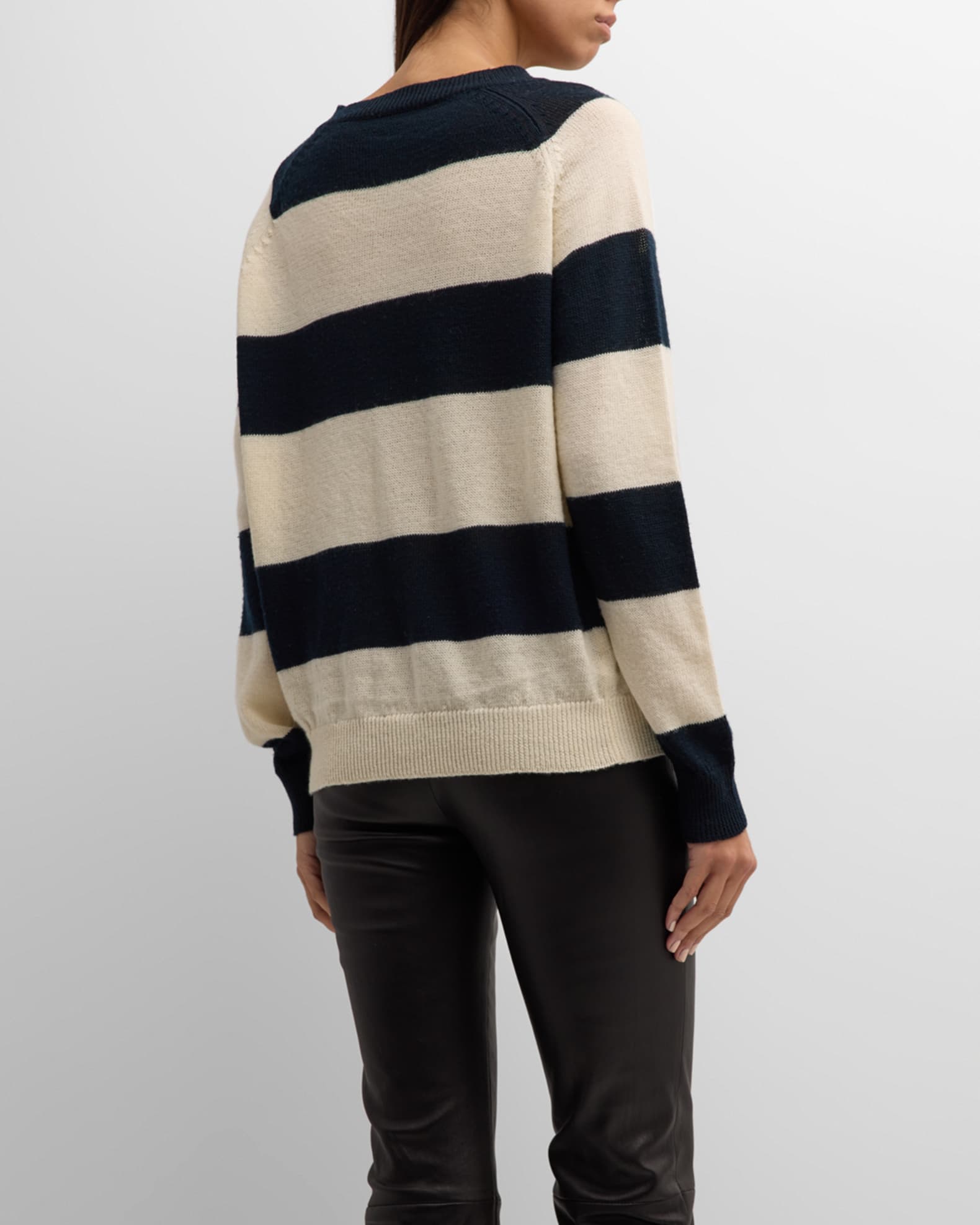 Rosetta Getty Stripes Paper Wool Crewneck Sweater | Neiman Marcus