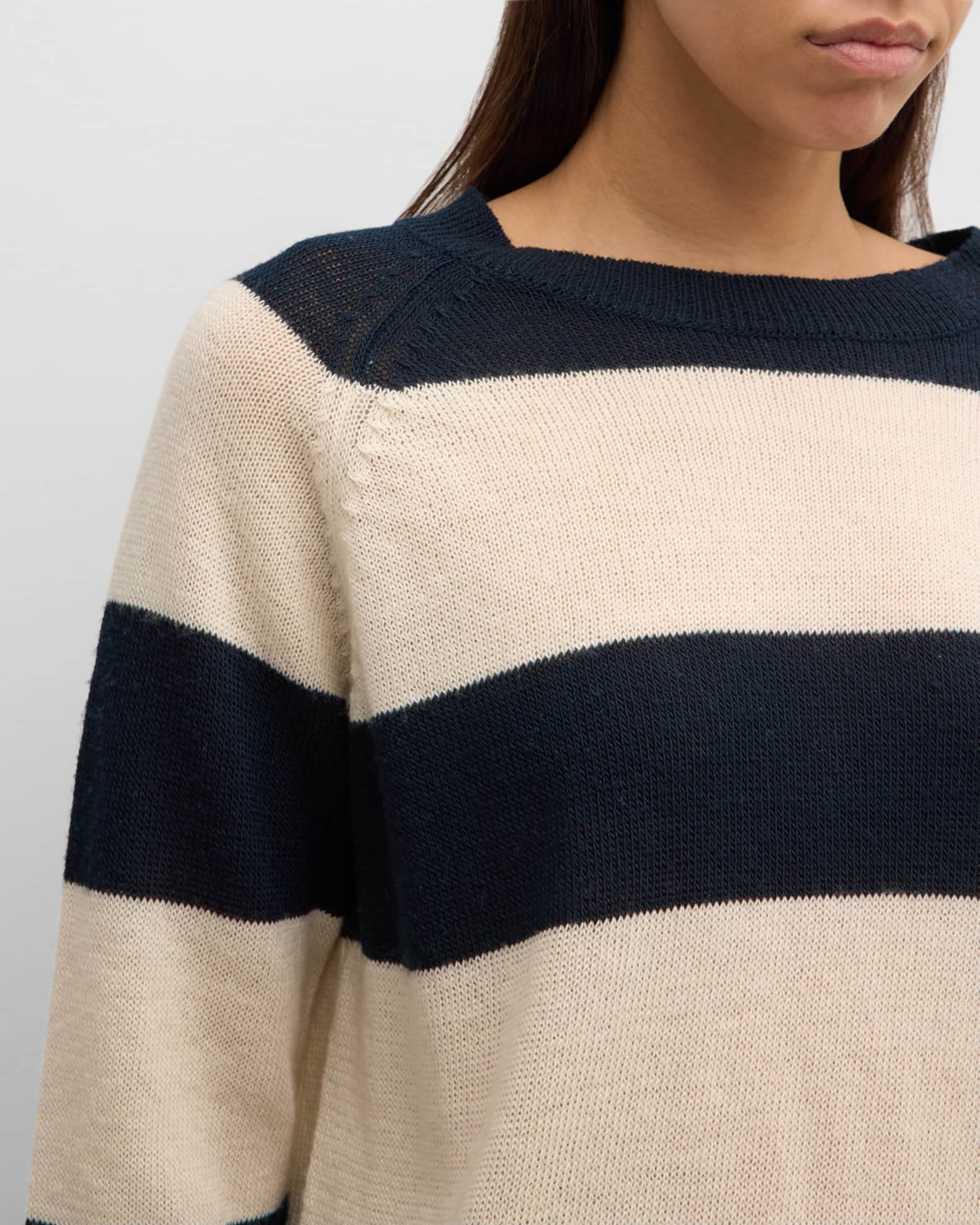 Rosetta Getty Stripes Paper Wool Crewneck Sweater | Neiman Marcus