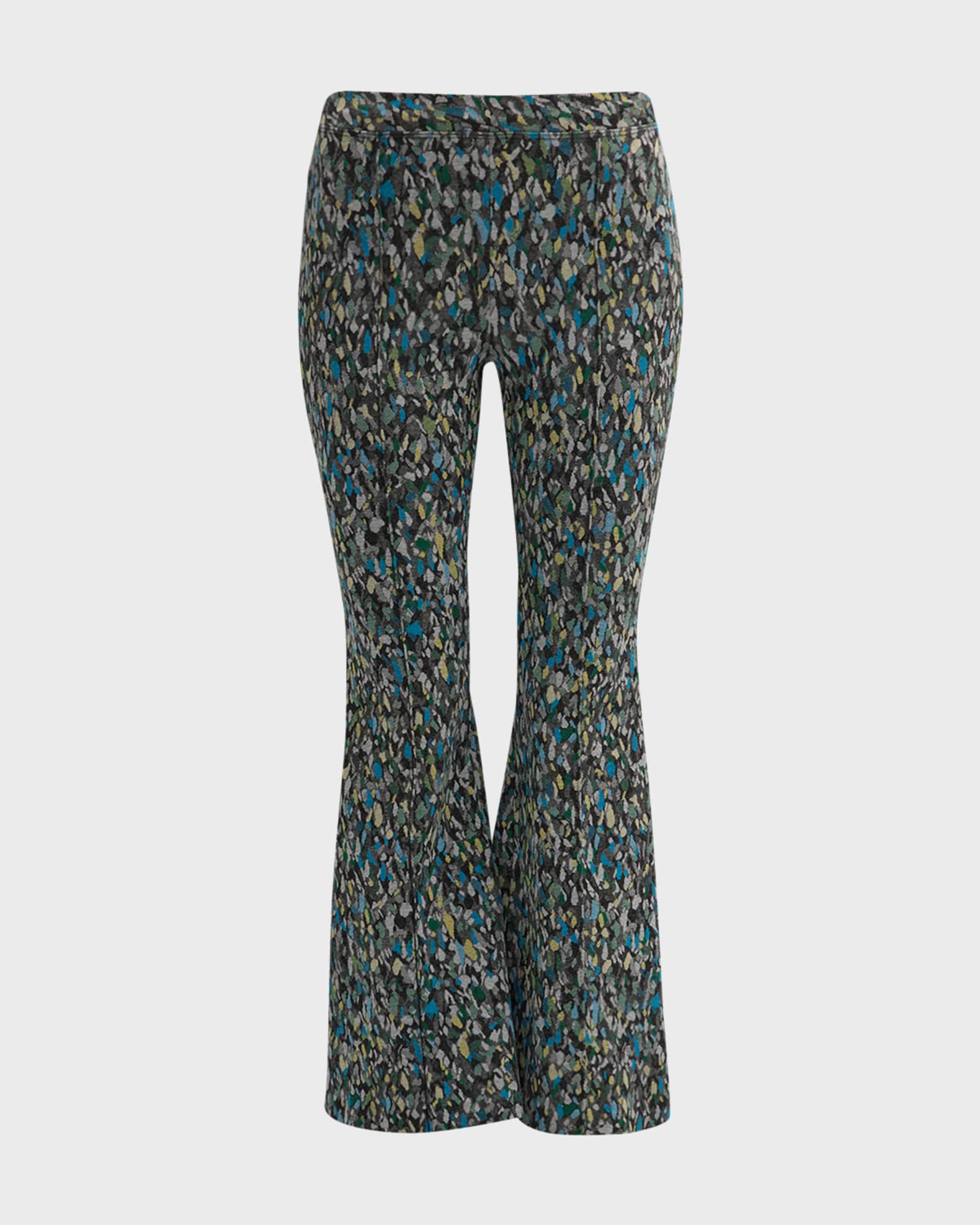 Rosetta Getty High-Rise Carpet Foam Jacquard Flare Crop Pull-On Pants ...