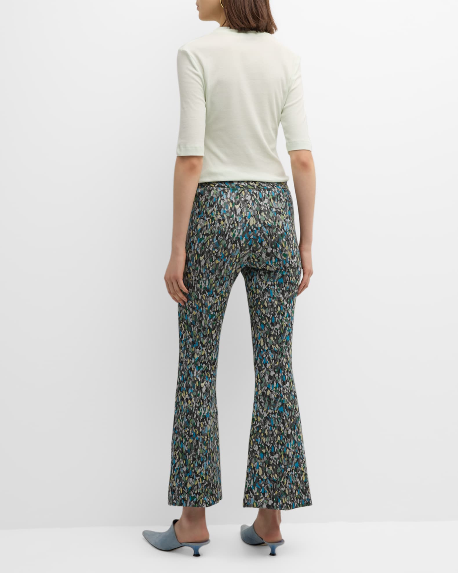 Rosetta Getty High-Rise Carpet Foam Jacquard Flare Crop Pull-On Pants ...