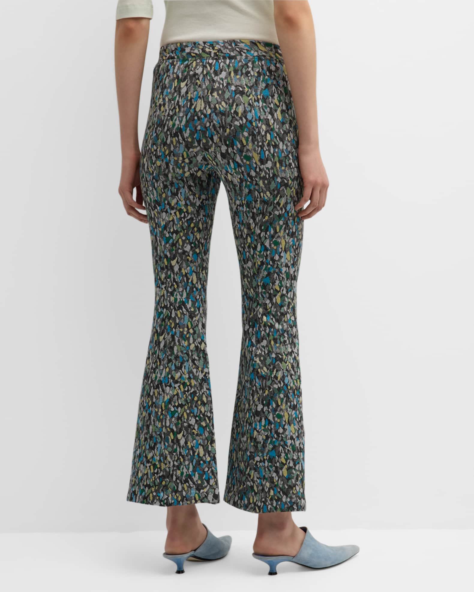 Rosetta Getty High-Rise Carpet Foam Jacquard Flare Crop Pull-On Pants ...