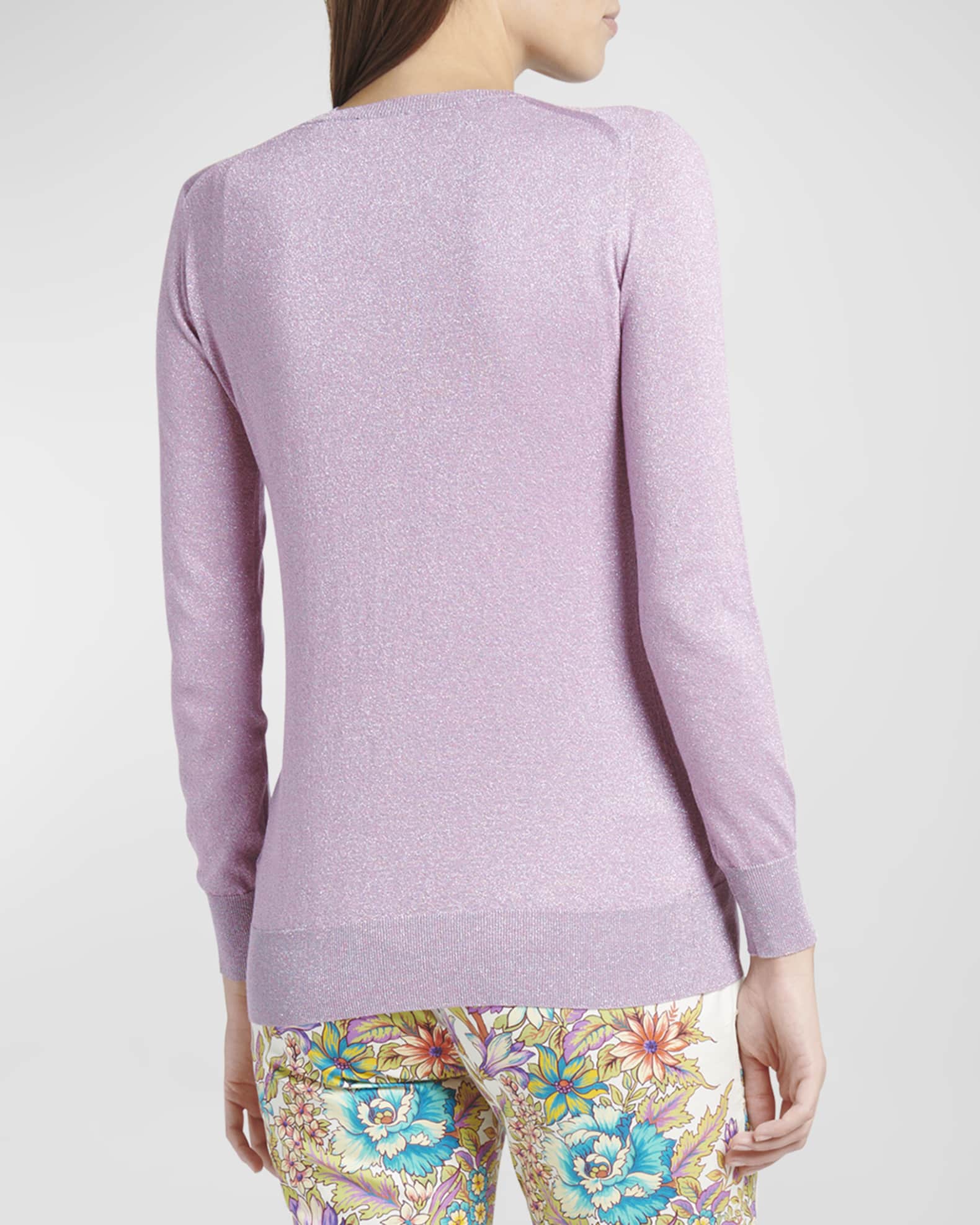 Etro Metallic Crewneck Cardigan | Neiman Marcus