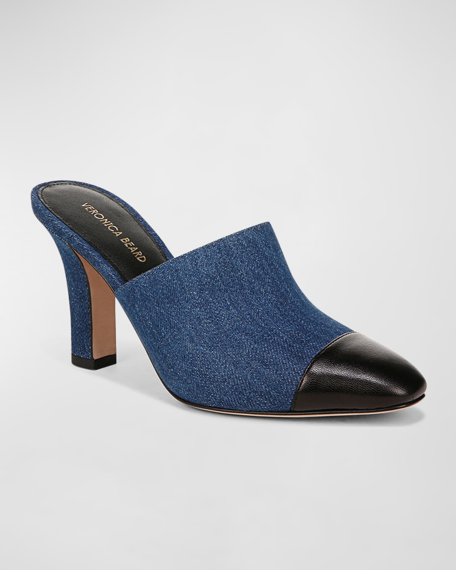 Veronica Beard Carlotta Denim Sap-Toe Mules | Neiman Marcus