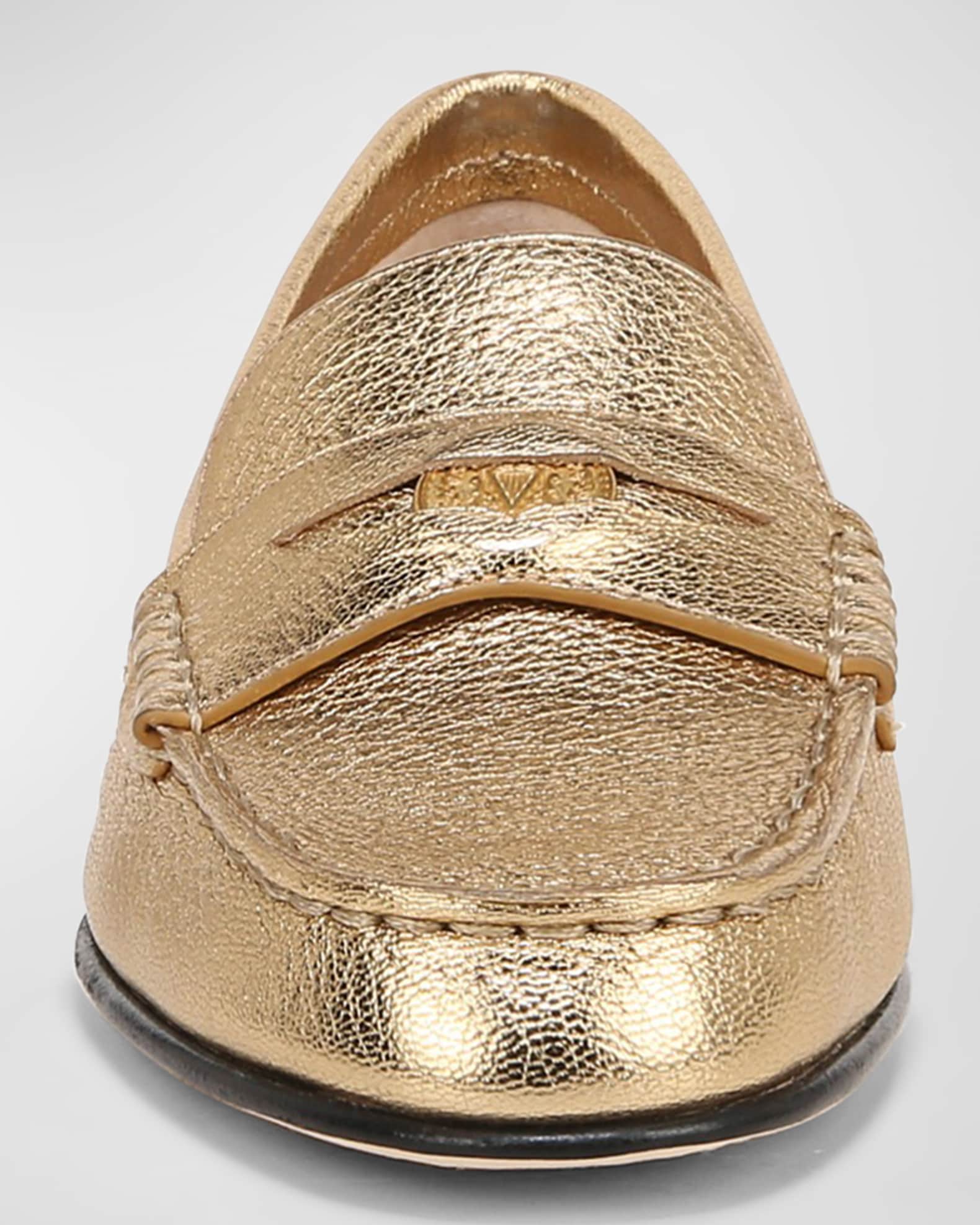 Veronica Beard Metallic Leather Penny Loafers | Neiman Marcus