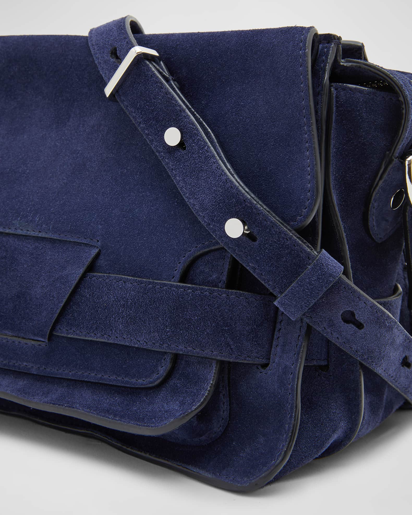 Proenza Schouler Beacon Zip Suede Saddle Shoulder Bag | Neiman Marcus