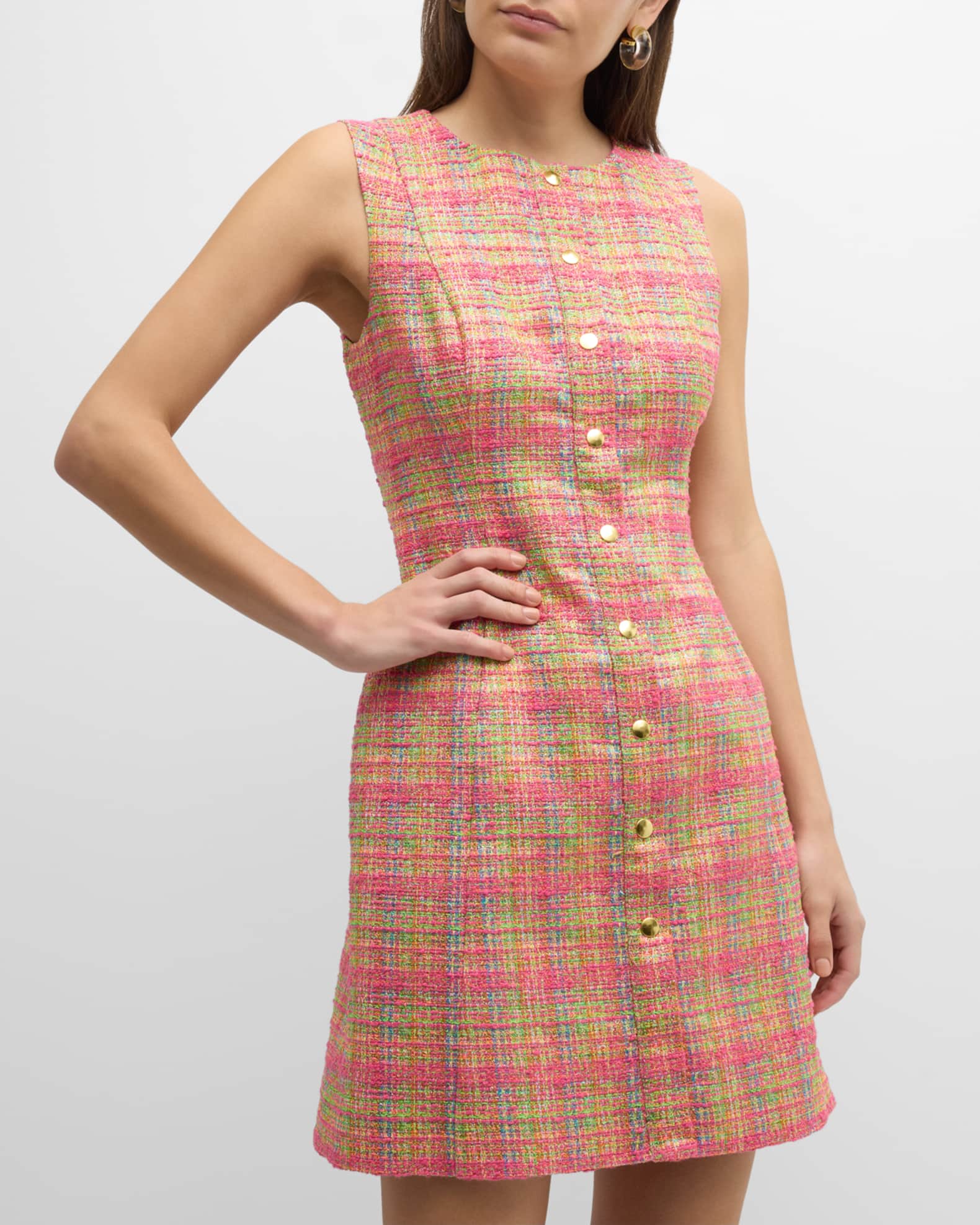 Carolina Herrera Sleeveless Tweed Mini Dress | Neiman Marcus