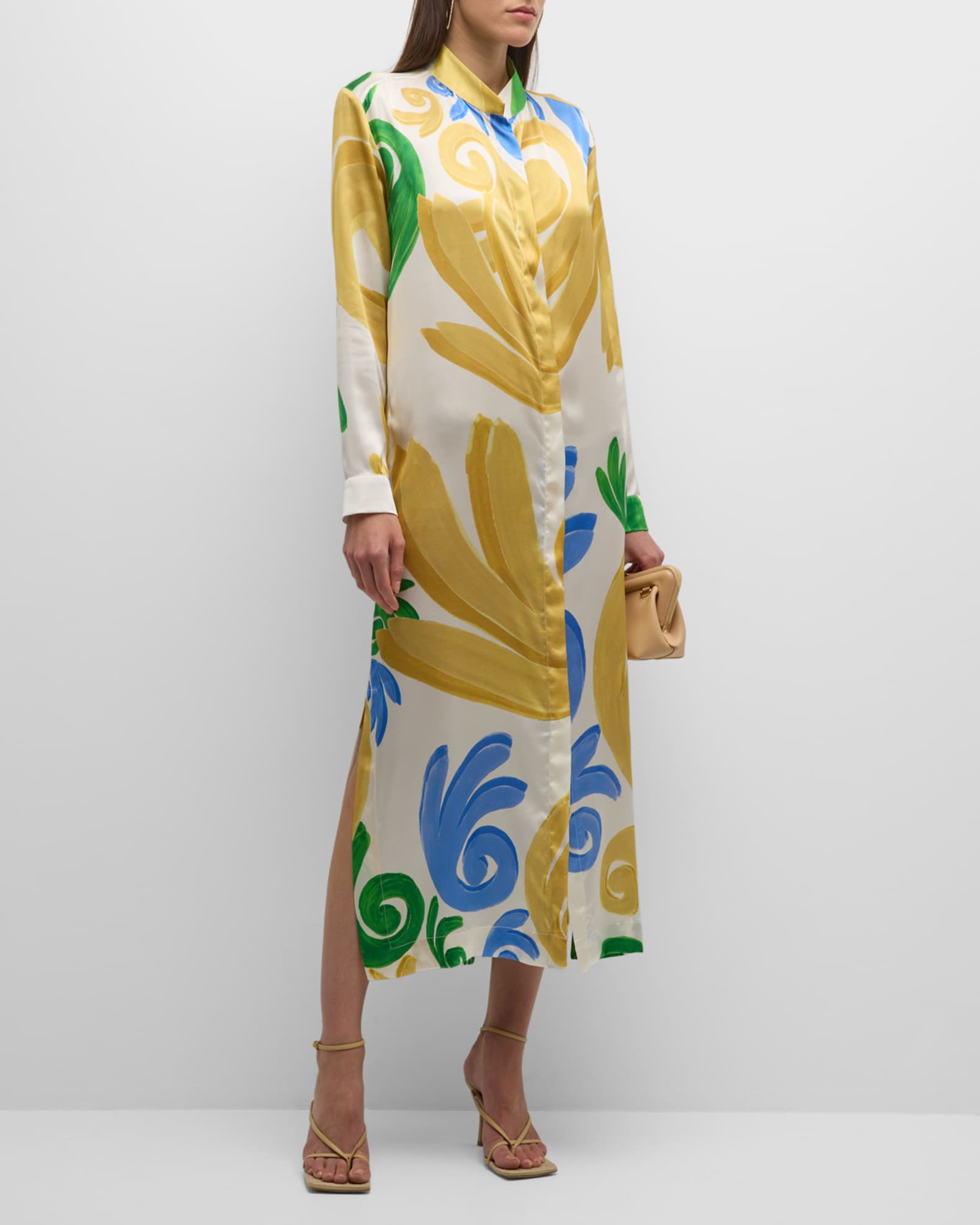 THEMIS Z Gaia Abstract-Print Midi Shirtdress | Neiman Marcus