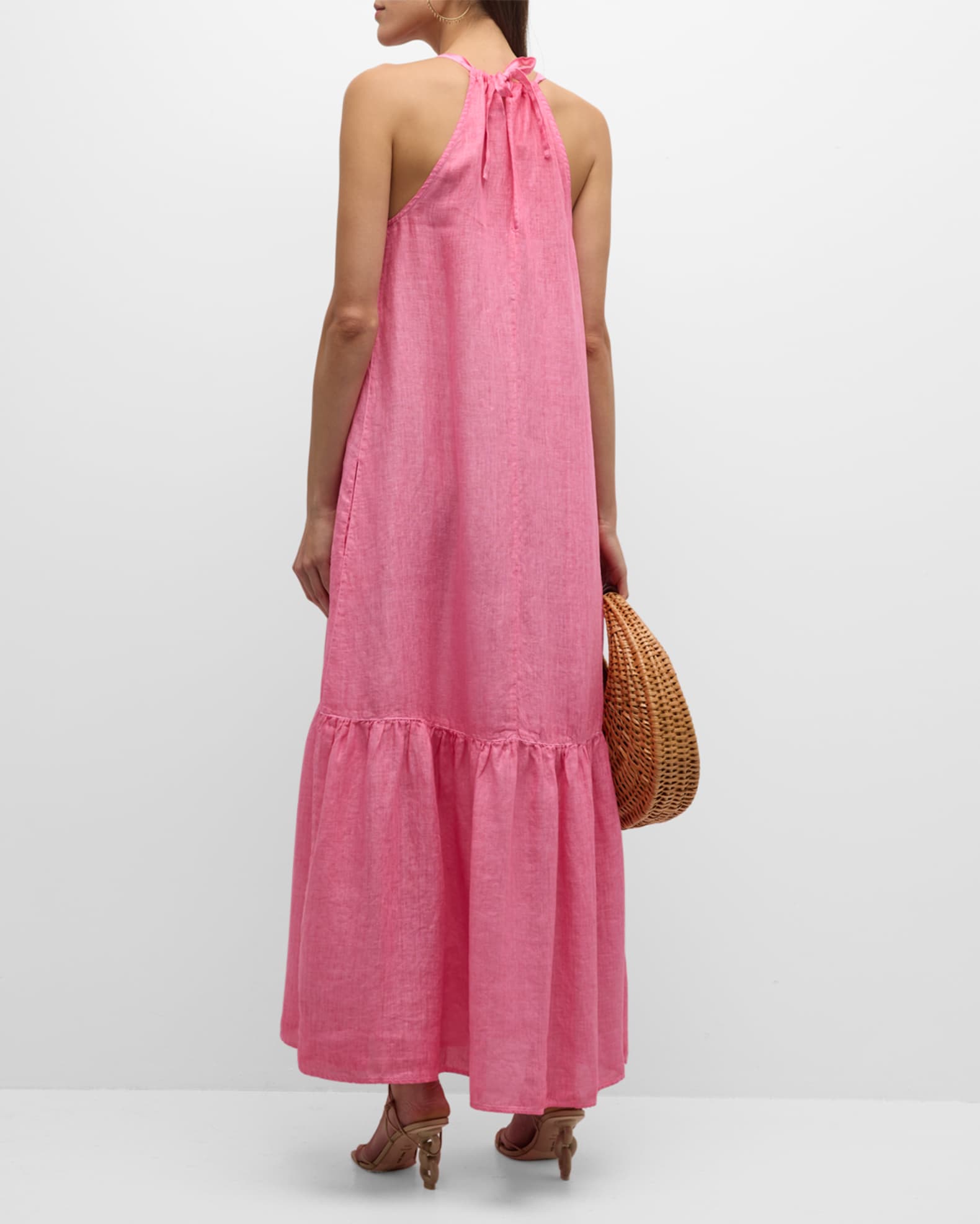 120% Lino Sleeveless Linen Halter Maxi Dress | Neiman Marcus
