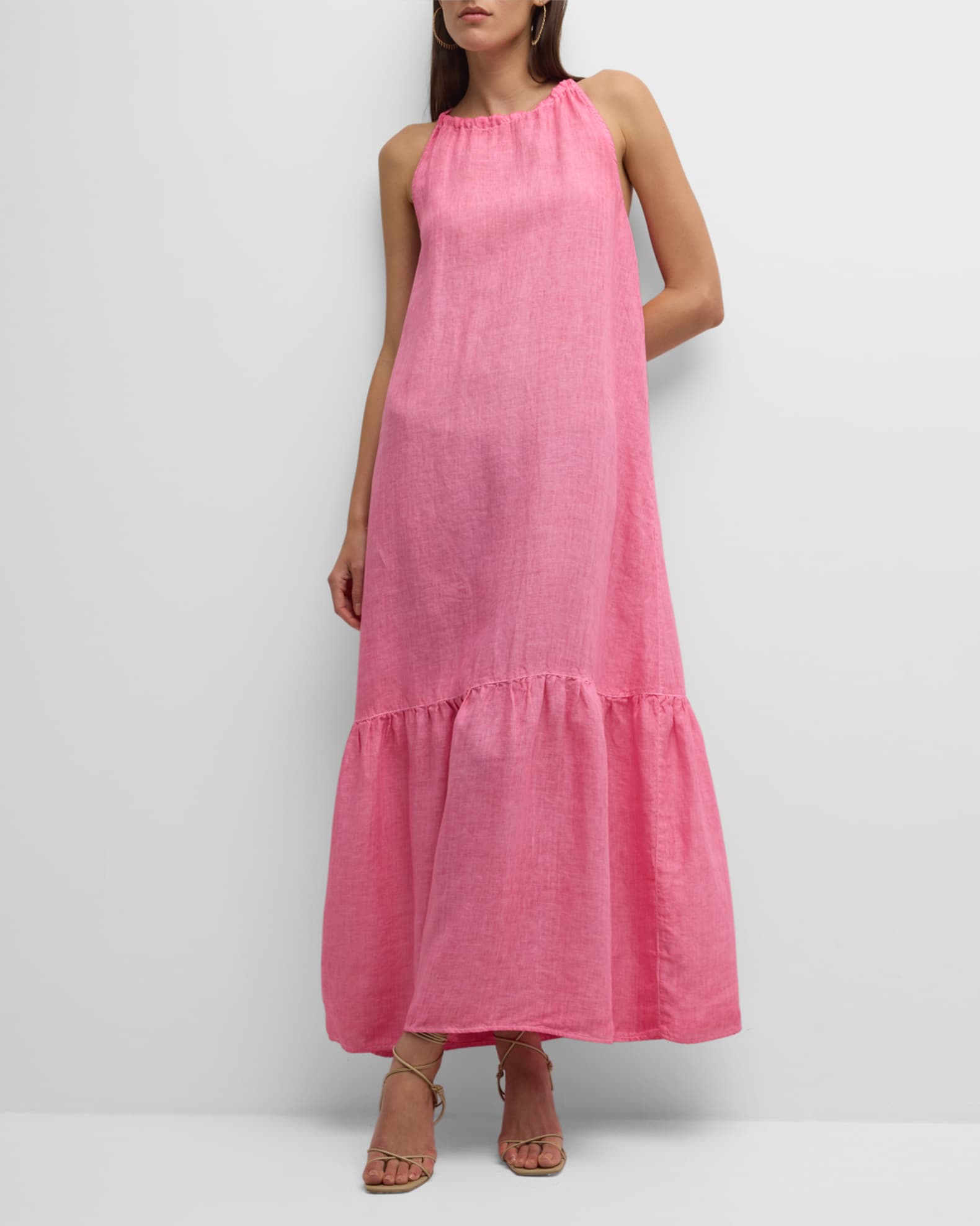 120% Lino Sleeveless Linen Halter Maxi Dress | Neiman Marcus