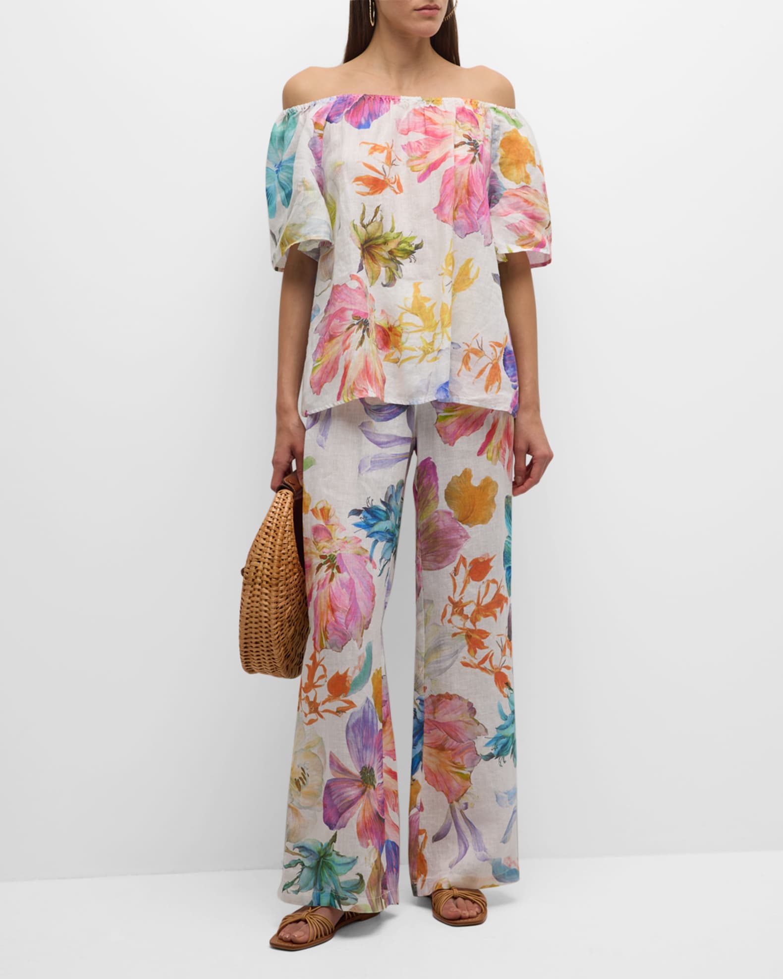 Floral-Print Linen Collection | Neiman Marcus