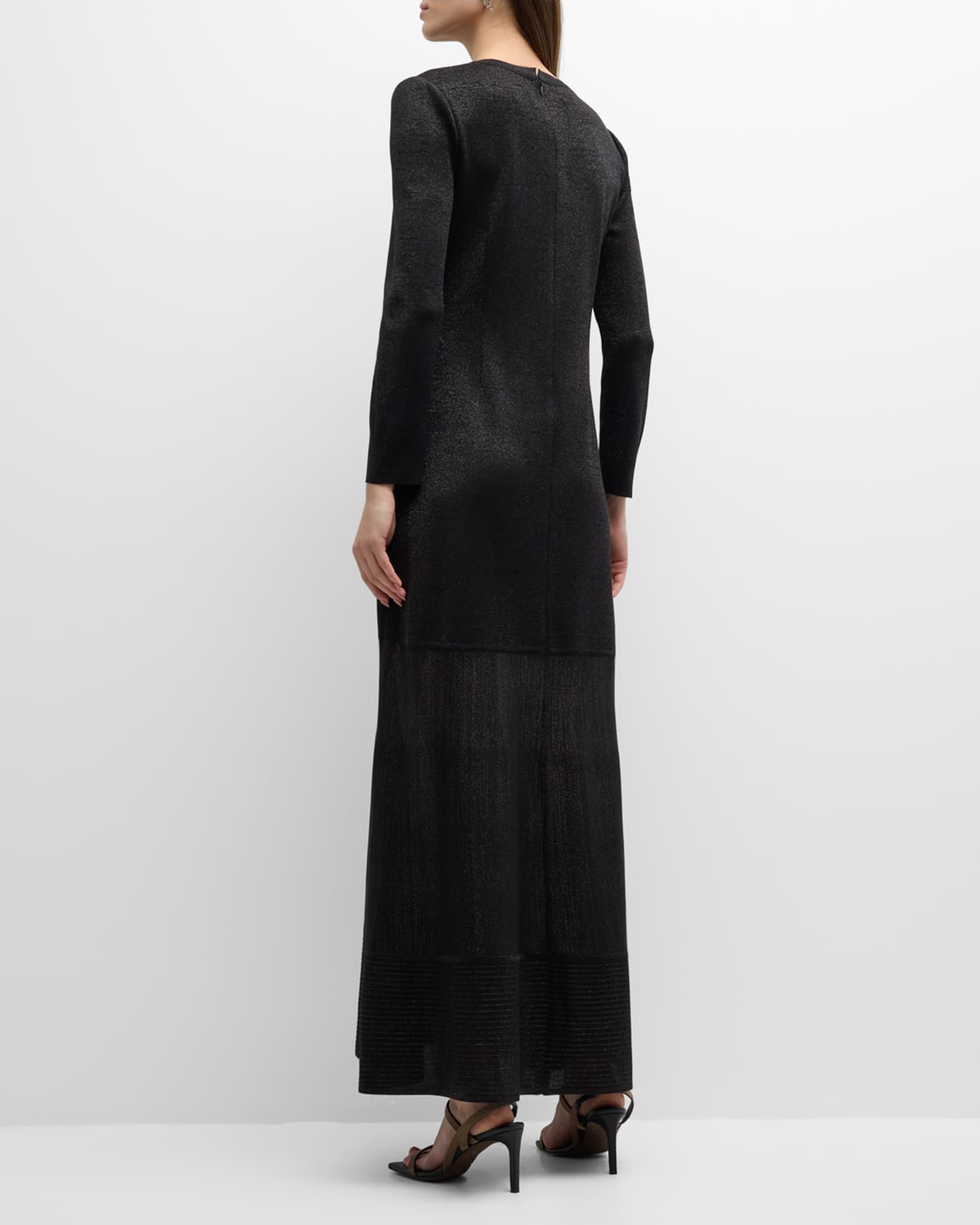 Misook A-Line Metallic Shimmer Knit Maxi Dress | Neiman Marcus