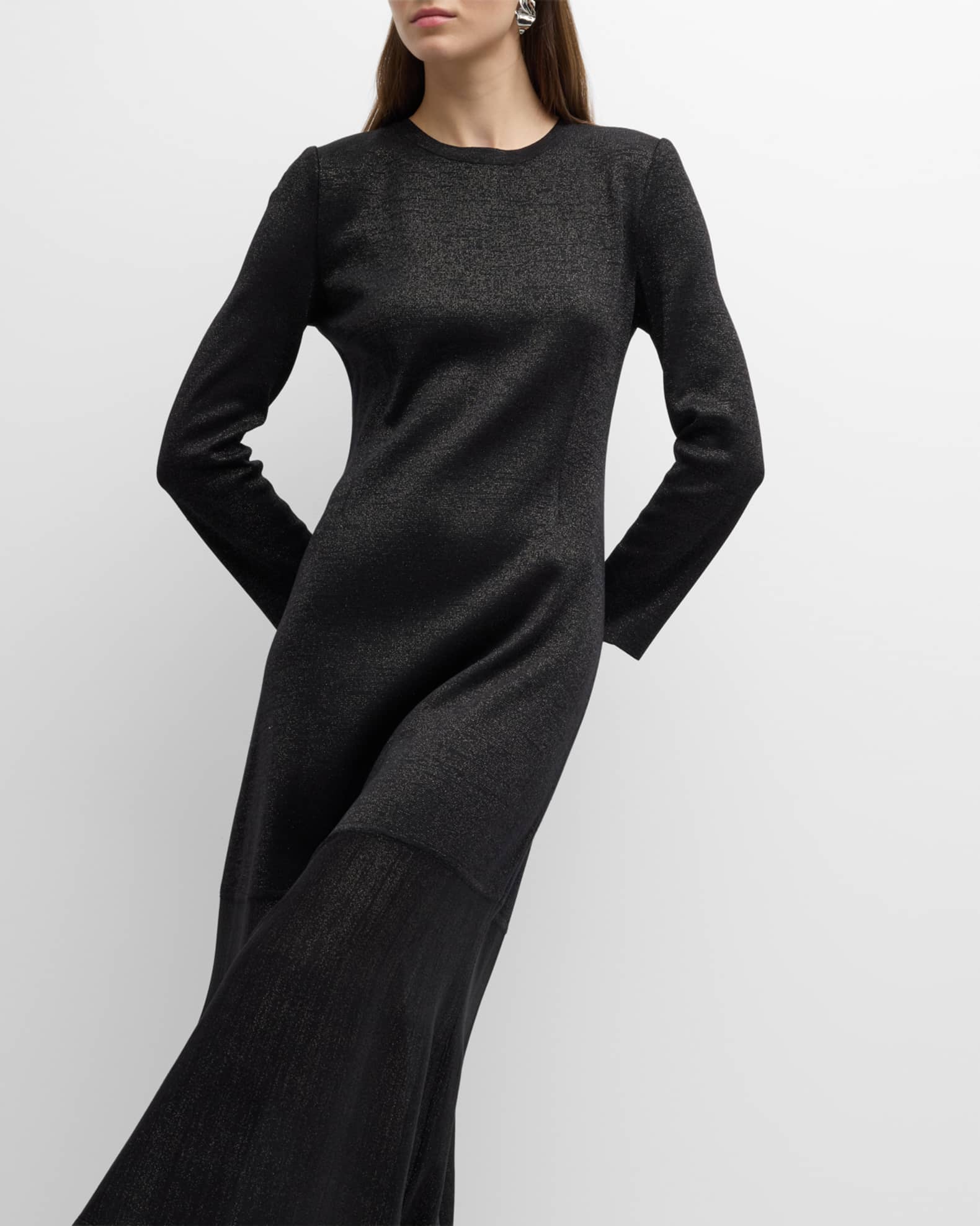Misook A-Line Metallic Shimmer Knit Maxi Dress | Neiman Marcus