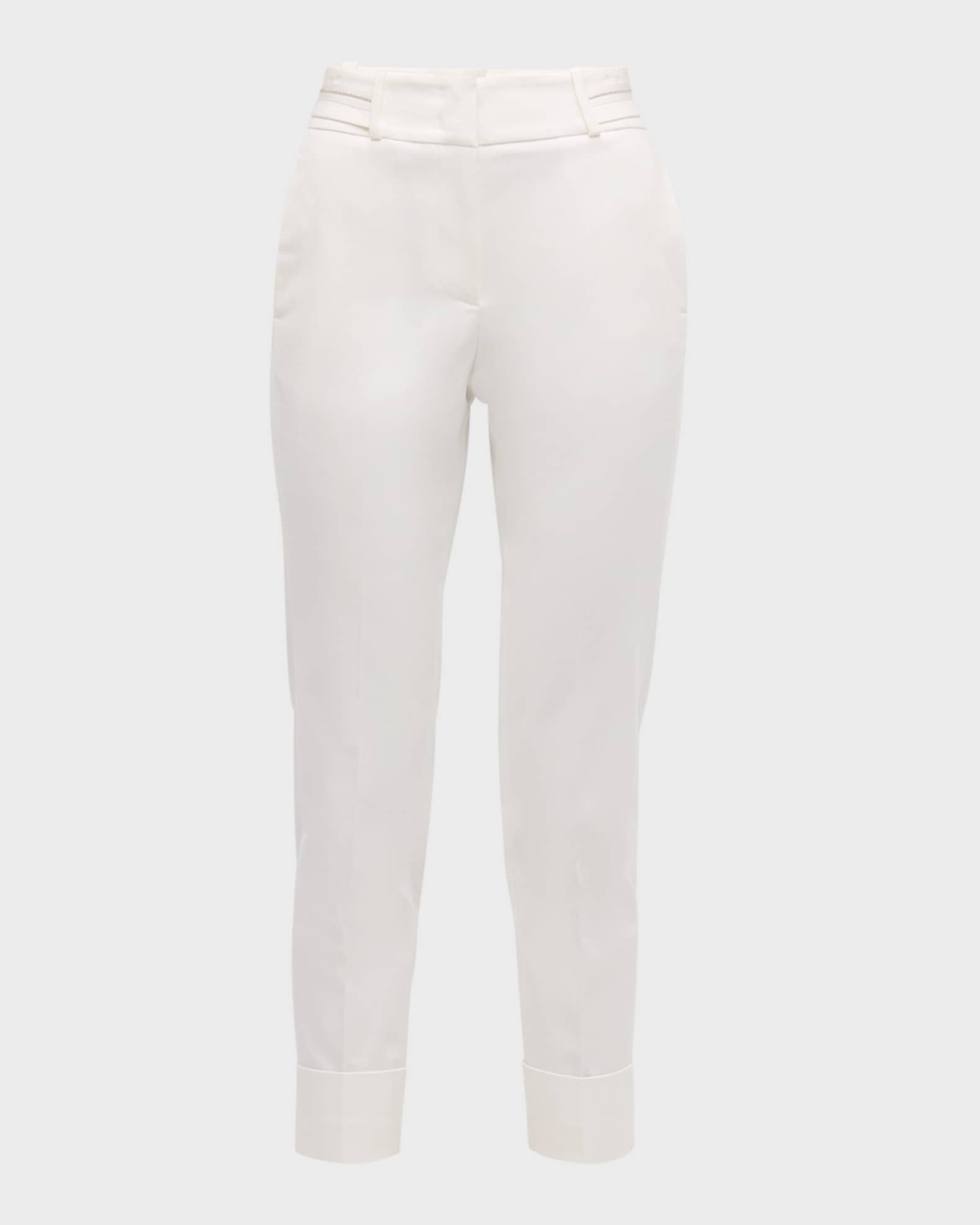 Peserico Cropped Chain-Embellished High-Rise Pants | Neiman Marcus