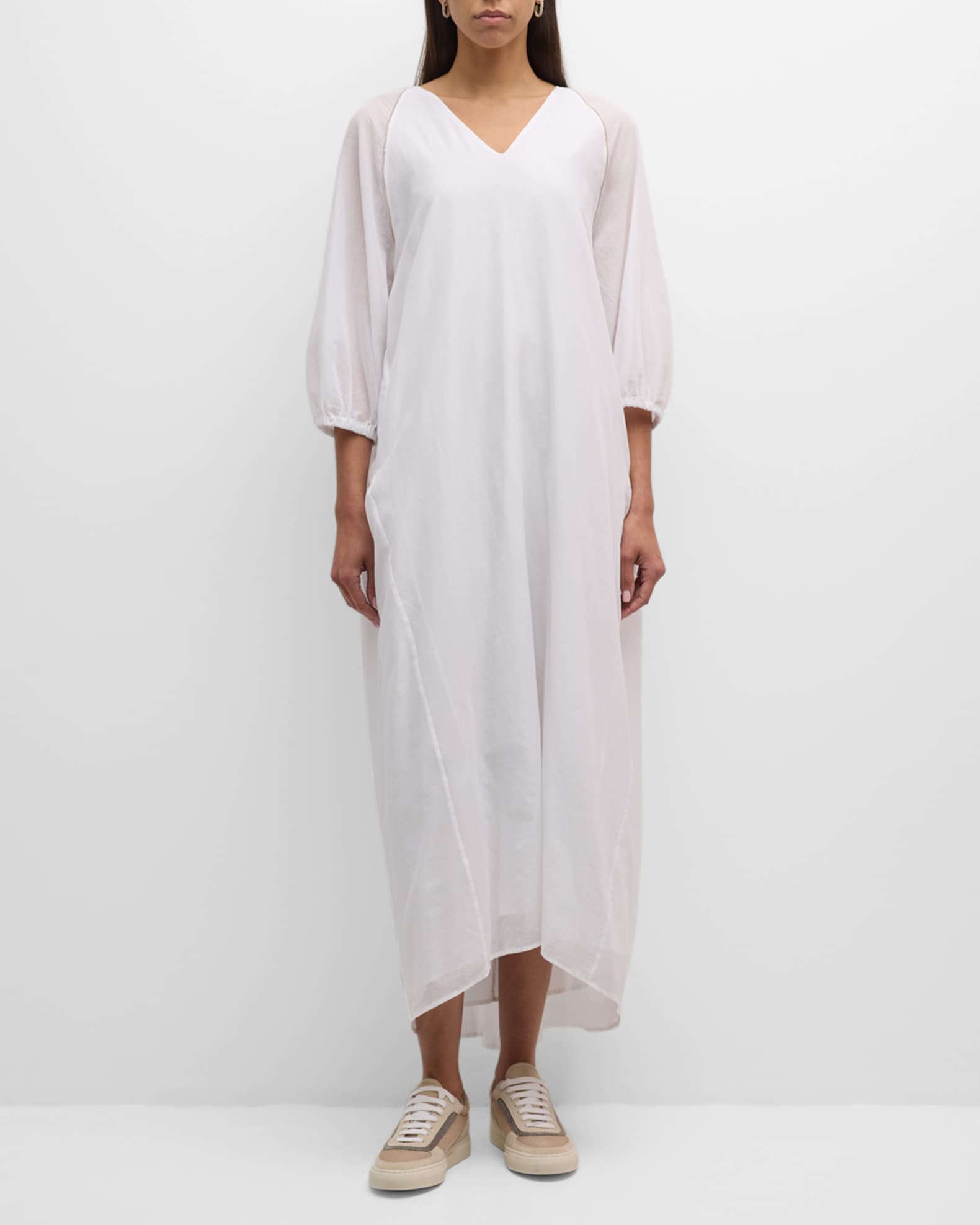 Peserico Chain-Embellished Cotton Maxi Shift Dress | Neiman Marcus