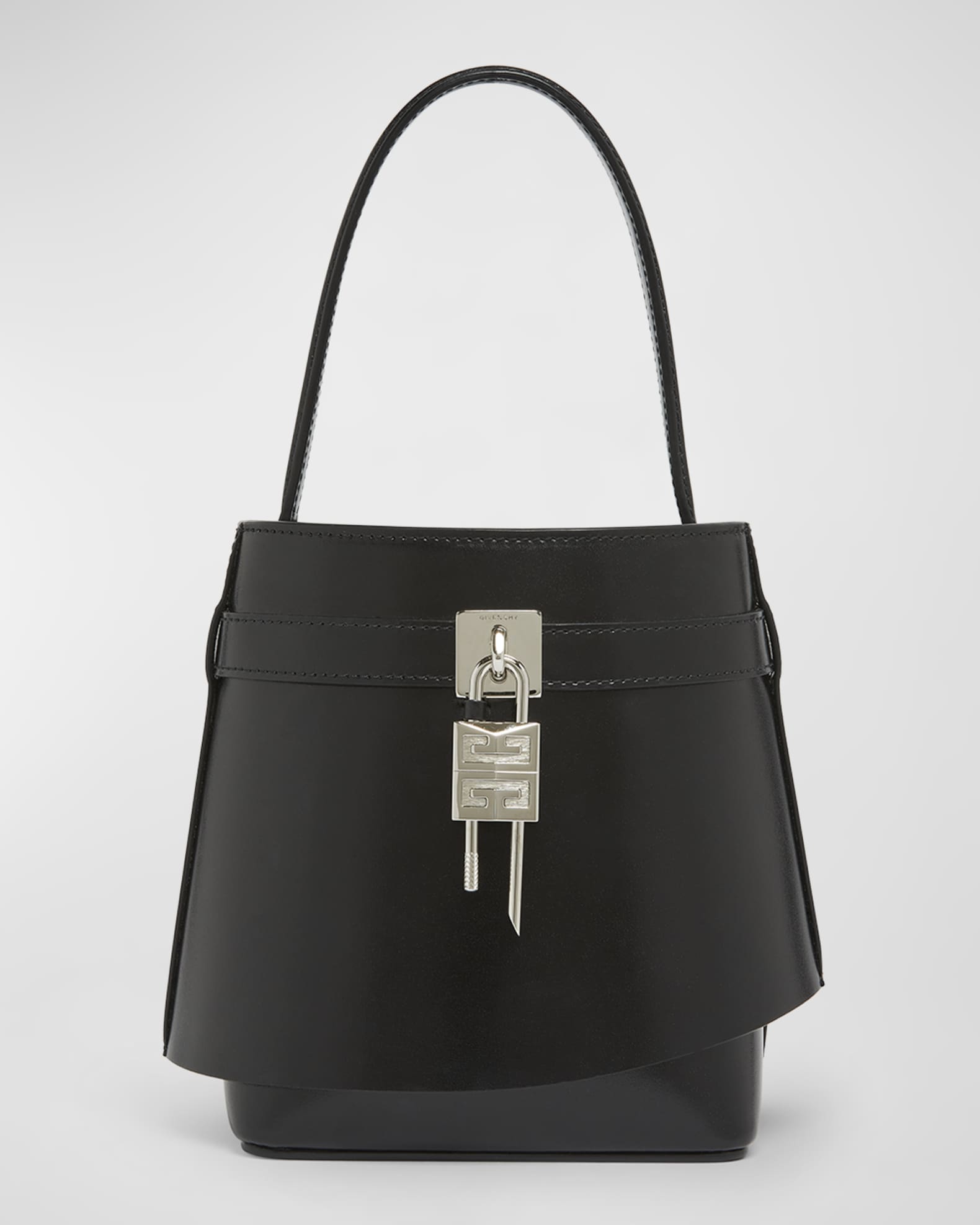 Givenchy Shark Lock Bucket Bag in Box Leather | Neiman Marcus