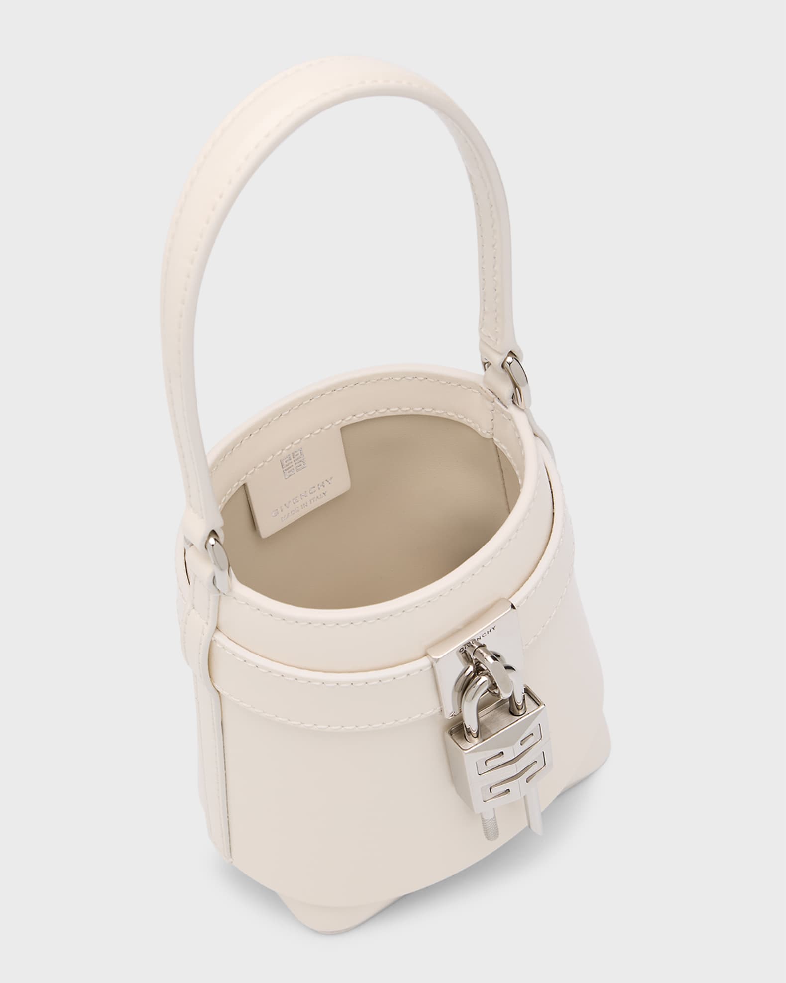 Givenchy Shark Lock Micro Bucket Bag in Box Leather | Neiman Marcus