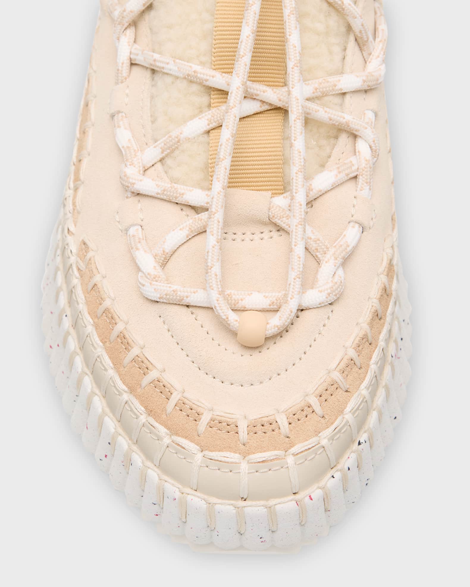 Chloe Nama Suede Shearling Sneaker Booties | Neiman Marcus