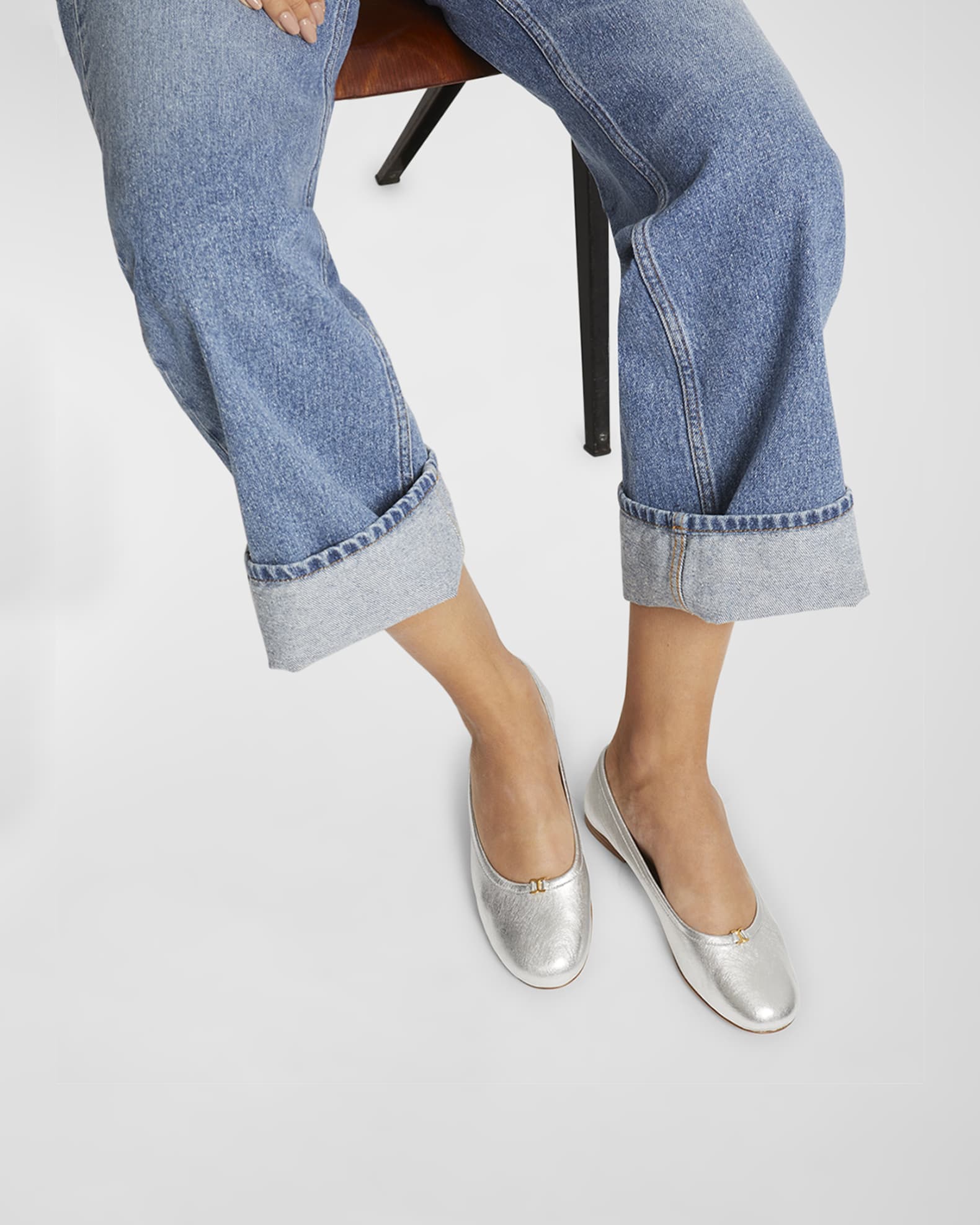 Chloe Marcie Metallic Ballerina Flats | Neiman Marcus