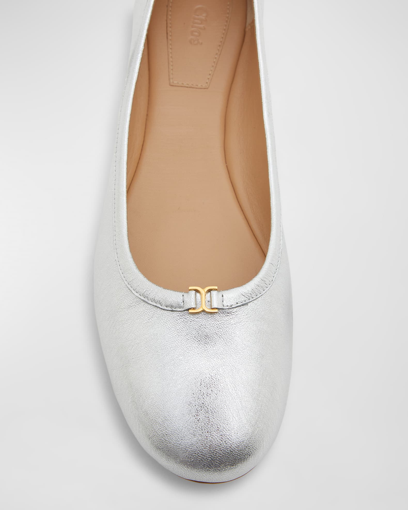 Chloe Marcie Metallic Ballerina Flats | Neiman Marcus