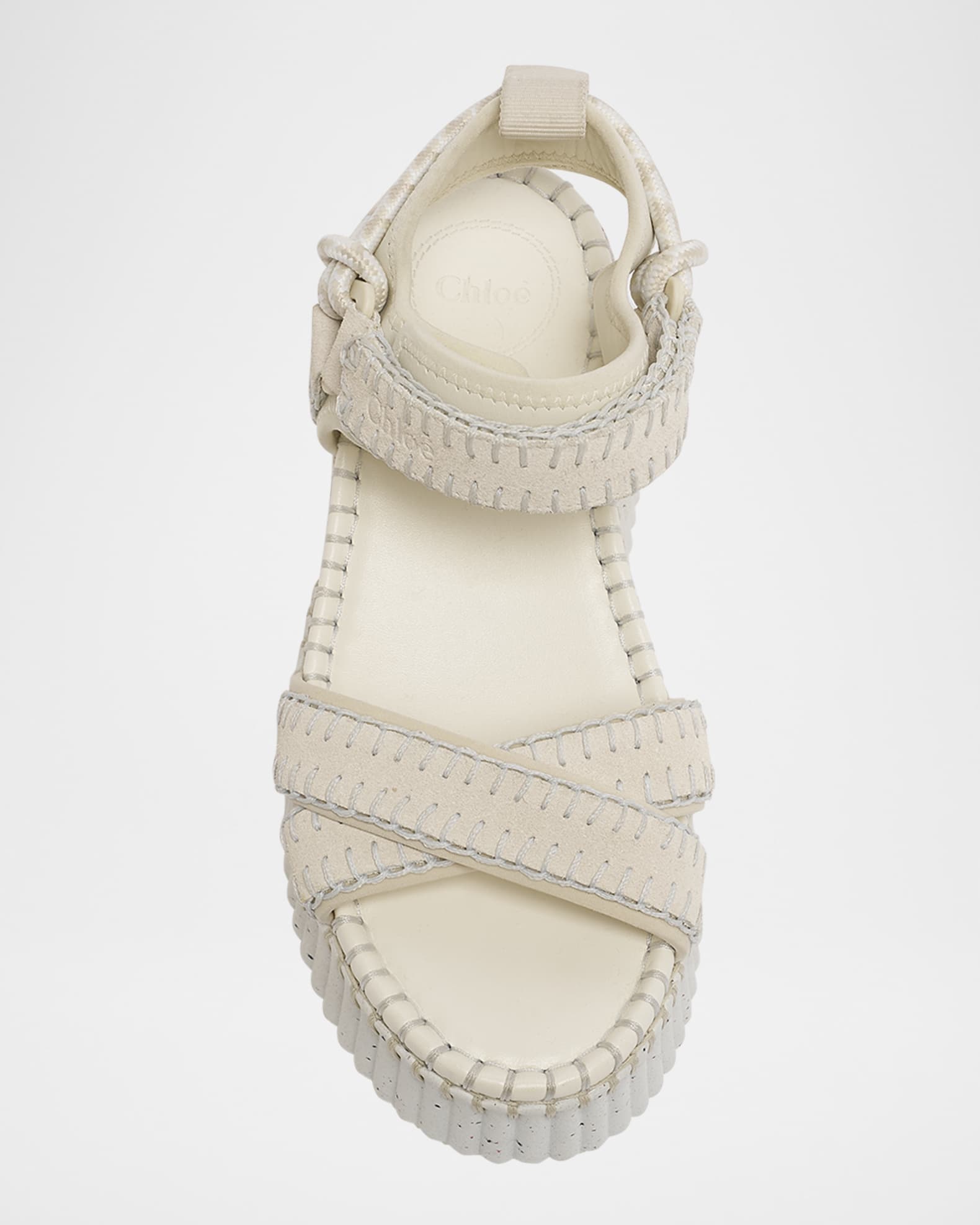 Chloe Nama Stitch Ankle-Strap Flatform Sandals | Neiman Marcus