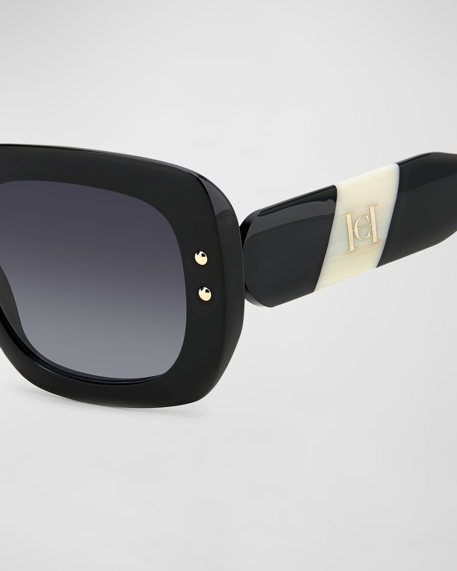 Carolina Herrera Patterned Acetate Rectangle Sunglasses | Neiman Marcus