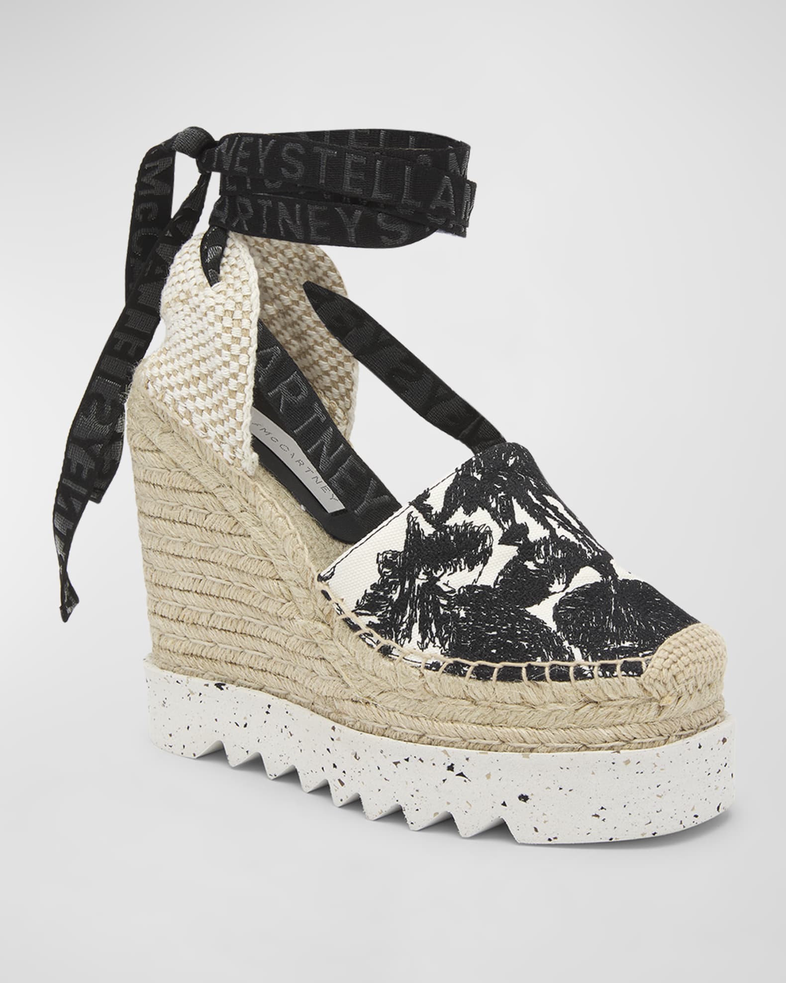Stella McCartney Gaia Organic Ankle-Wrap Platform Espadrilles | Neiman ...
