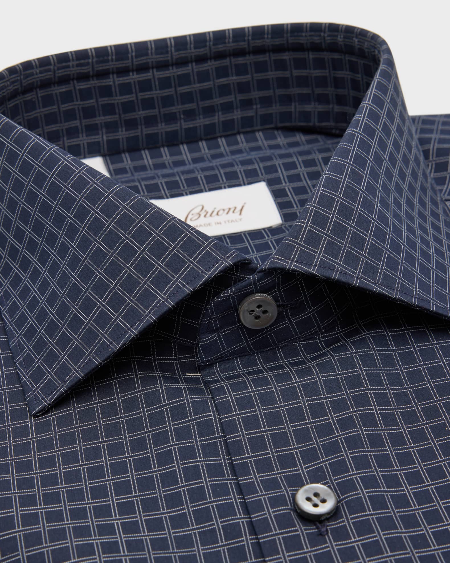 Brioni Men's Cotton Graph Check Dress Shirt | Neiman Marcus