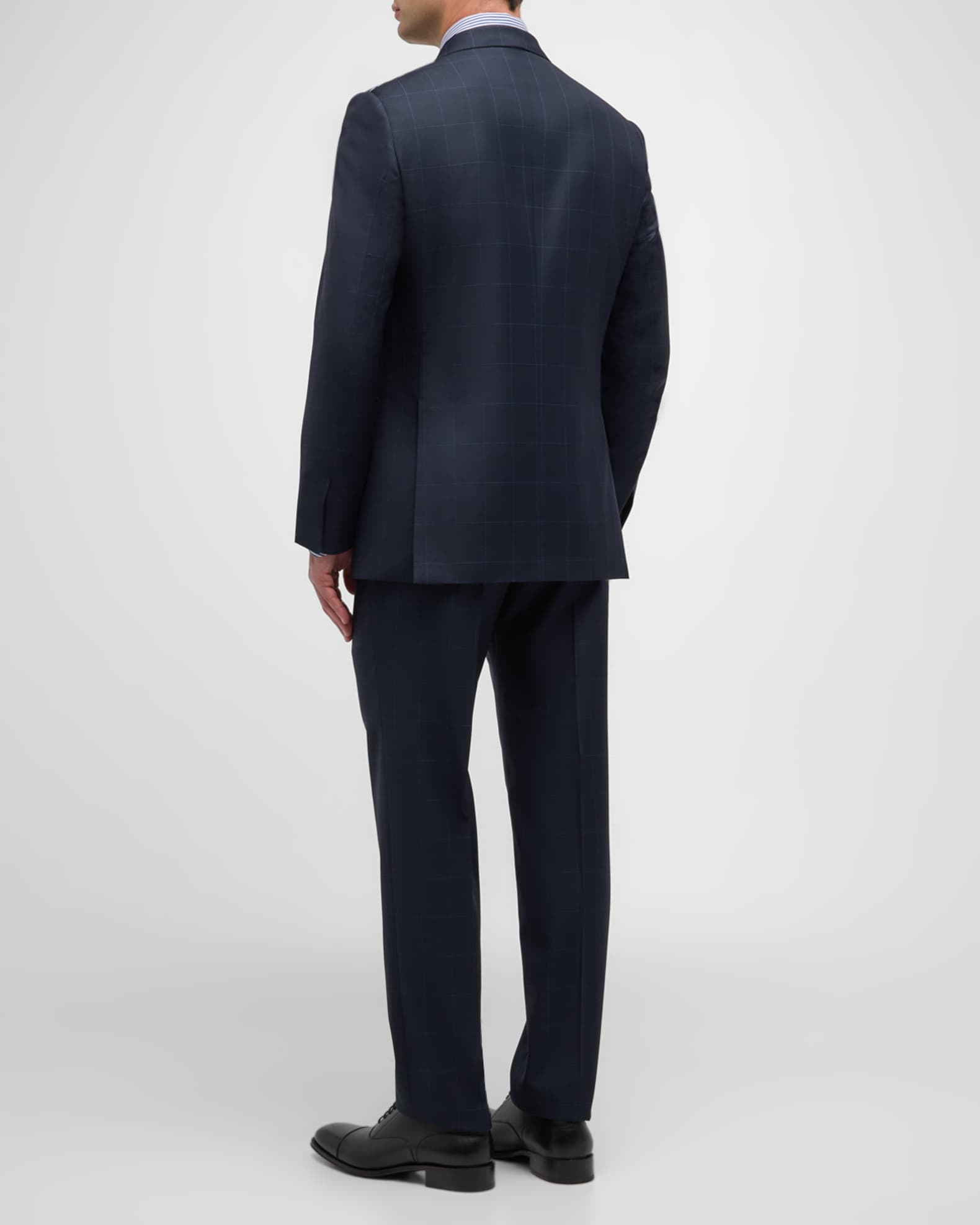 Brioni Men's Windowpane Wool-Silk Suit | Neiman Marcus