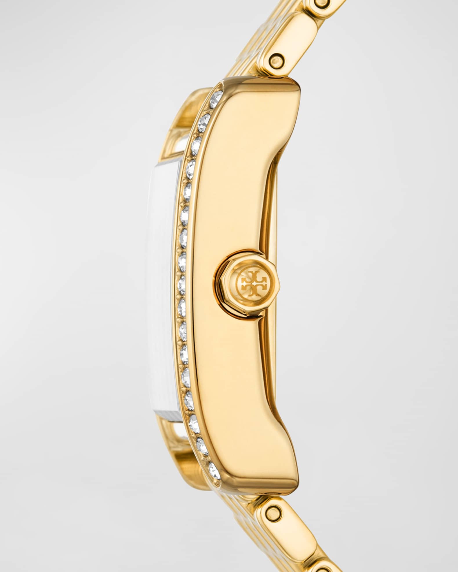 Tory Burch The Eleanor Three Hand Gold Tone Stainless Steel Watch ...