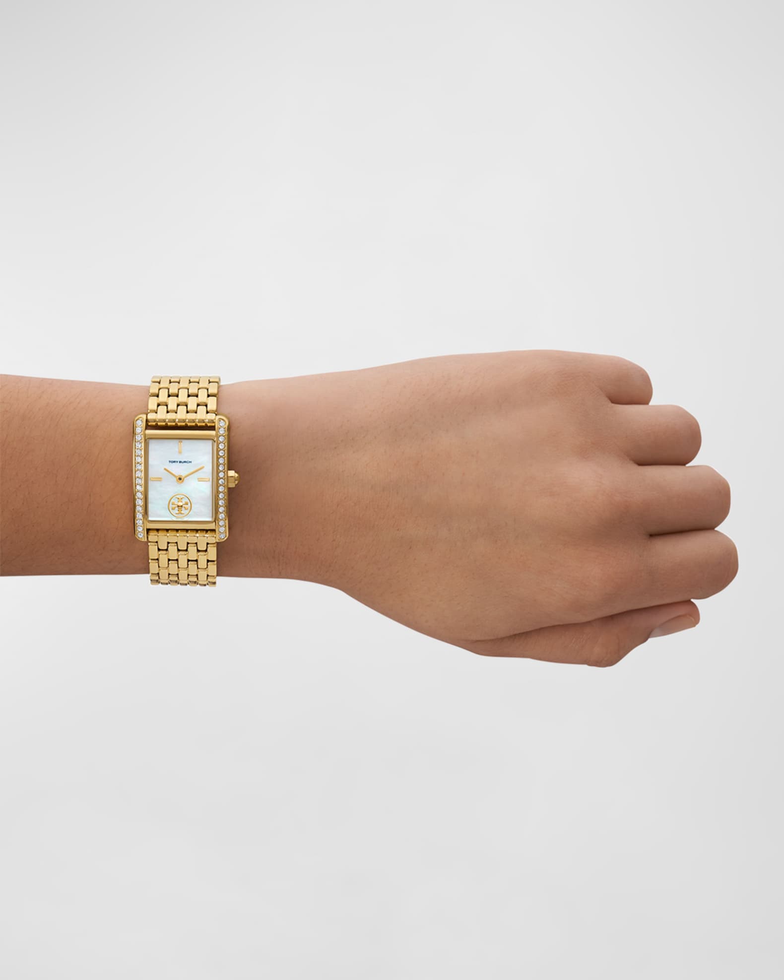 Tory Burch The Eleanor Three Hand Gold Tone Stainless Steel Watch ...