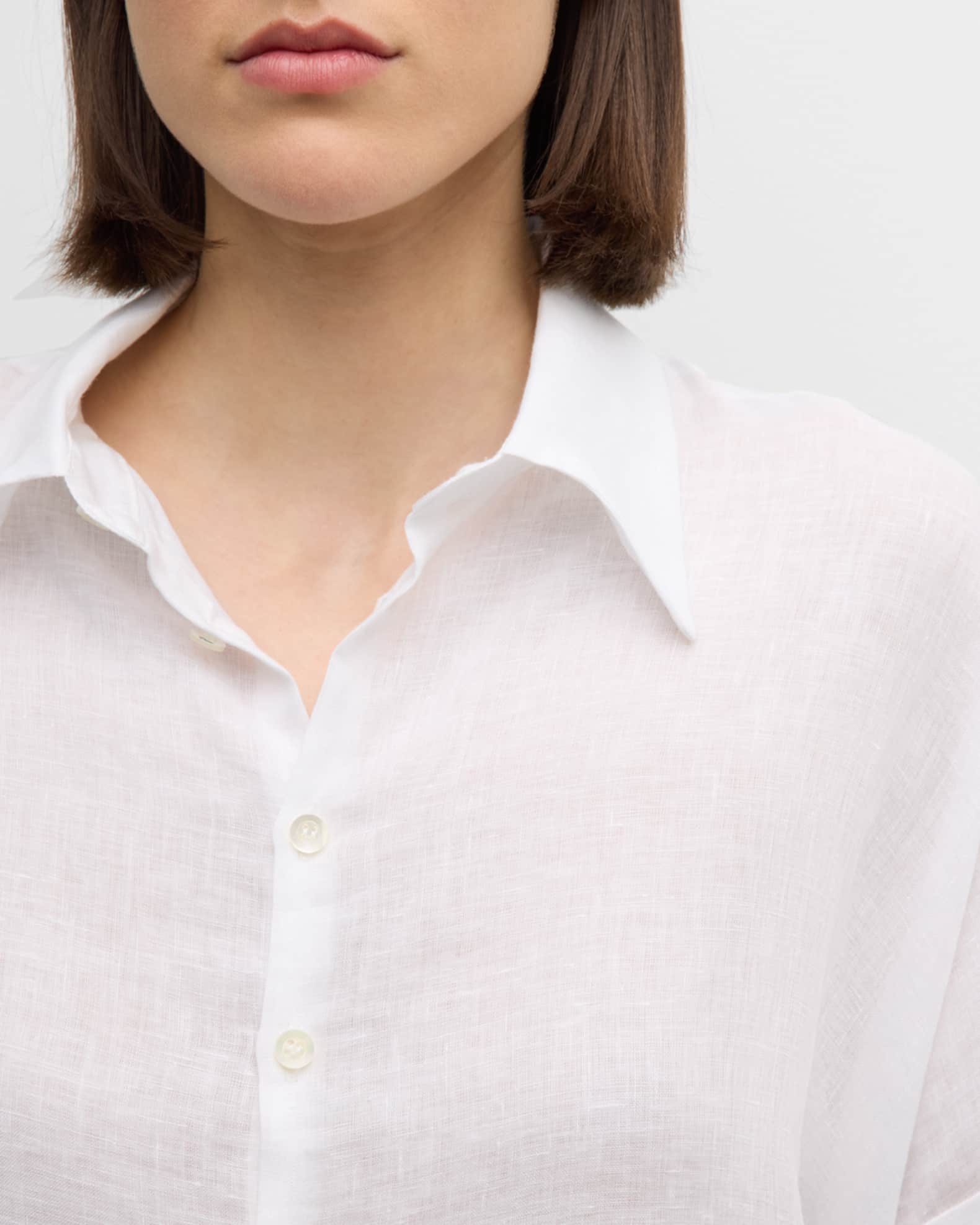 Eskandar Sloped Shoulder Wide A-Line Shirt With Collar (Long Length ...