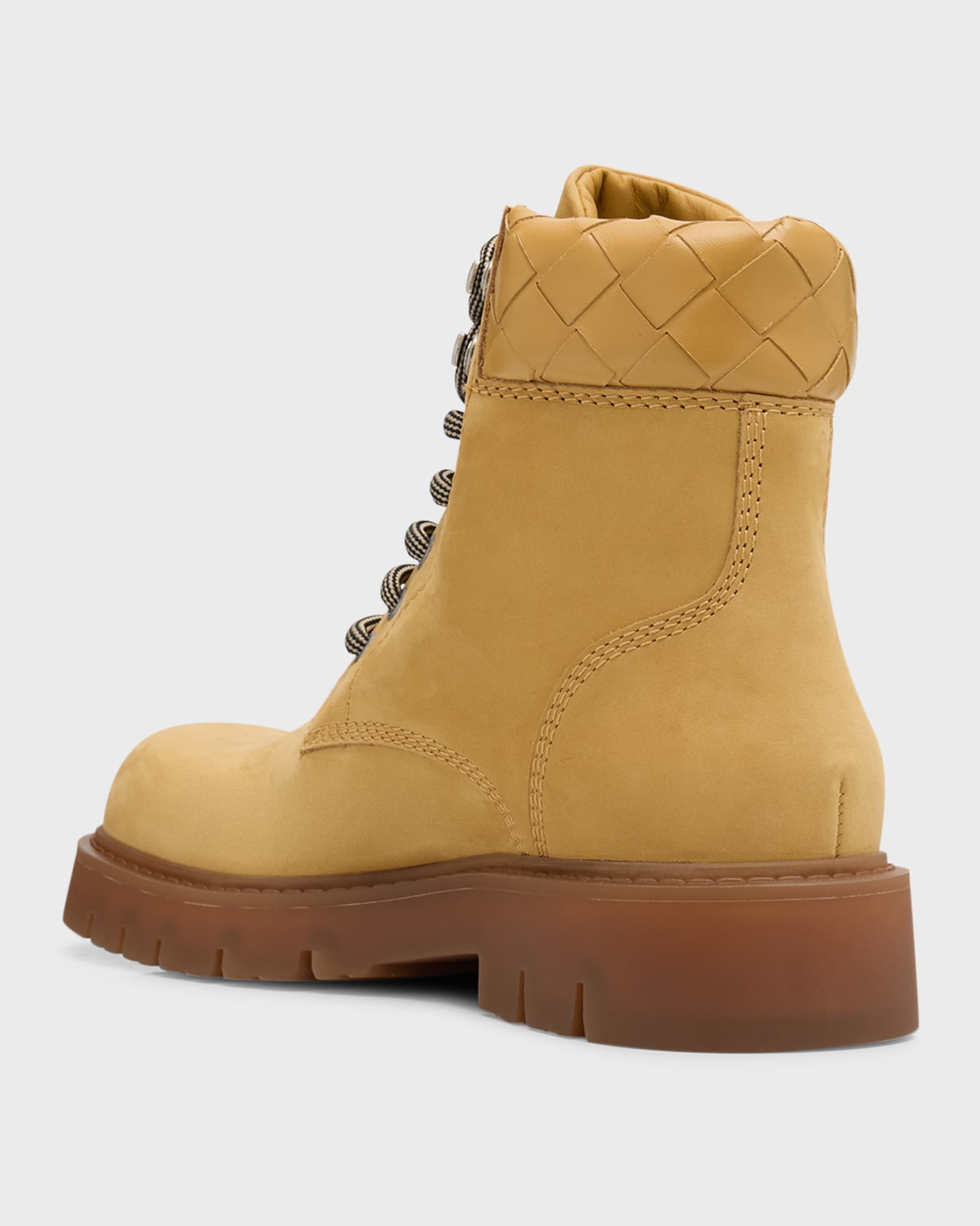 Bottega Veneta Haddock Nubuck Intrecciato Combat Booties | Neiman Marcus