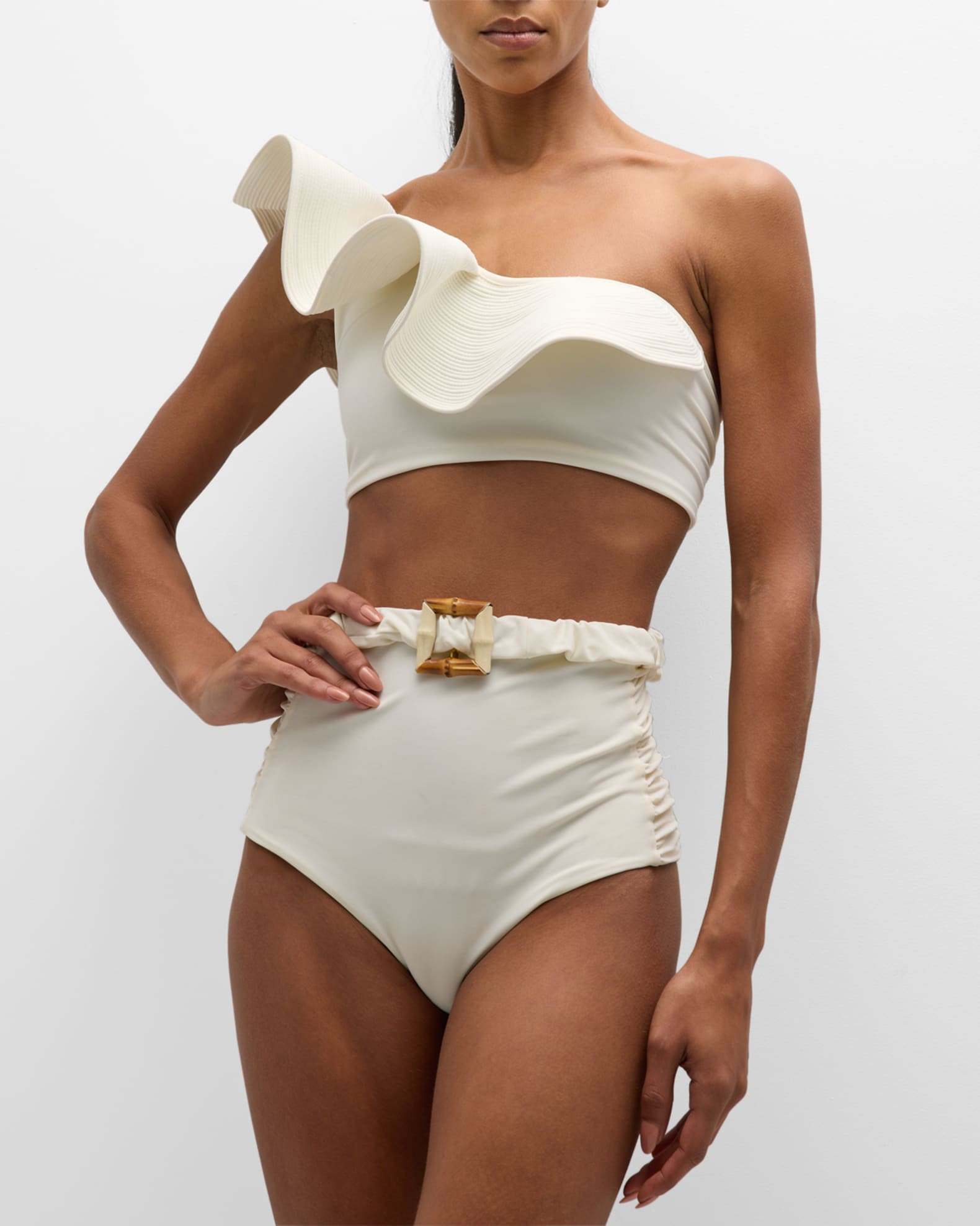 Johanna Ortiz Marine Tradition One Shoulder Bikini Top Neiman Marcus
