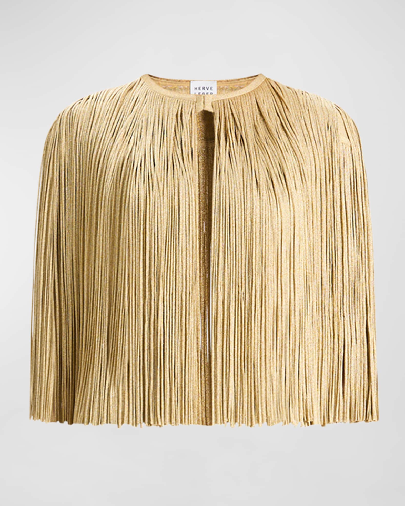 Herve Leger Icon Metallic Fringe Cape | Neiman Marcus