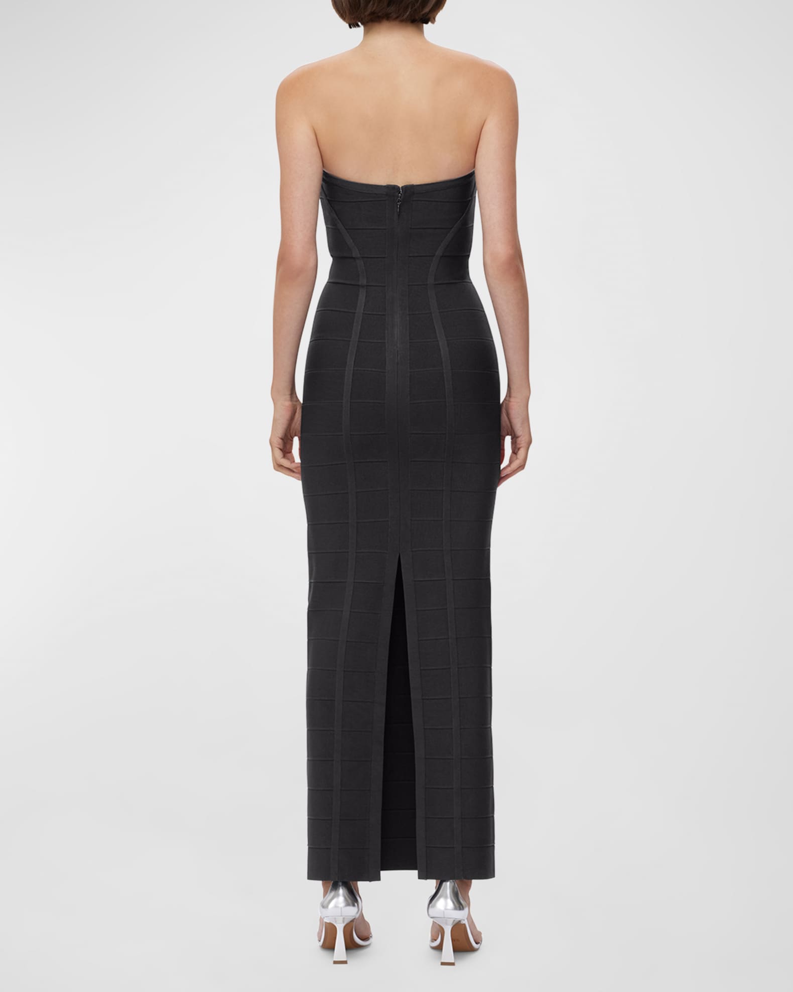 Herve Leger Icon Chevron Strapless Bustier Gown | Neiman Marcus