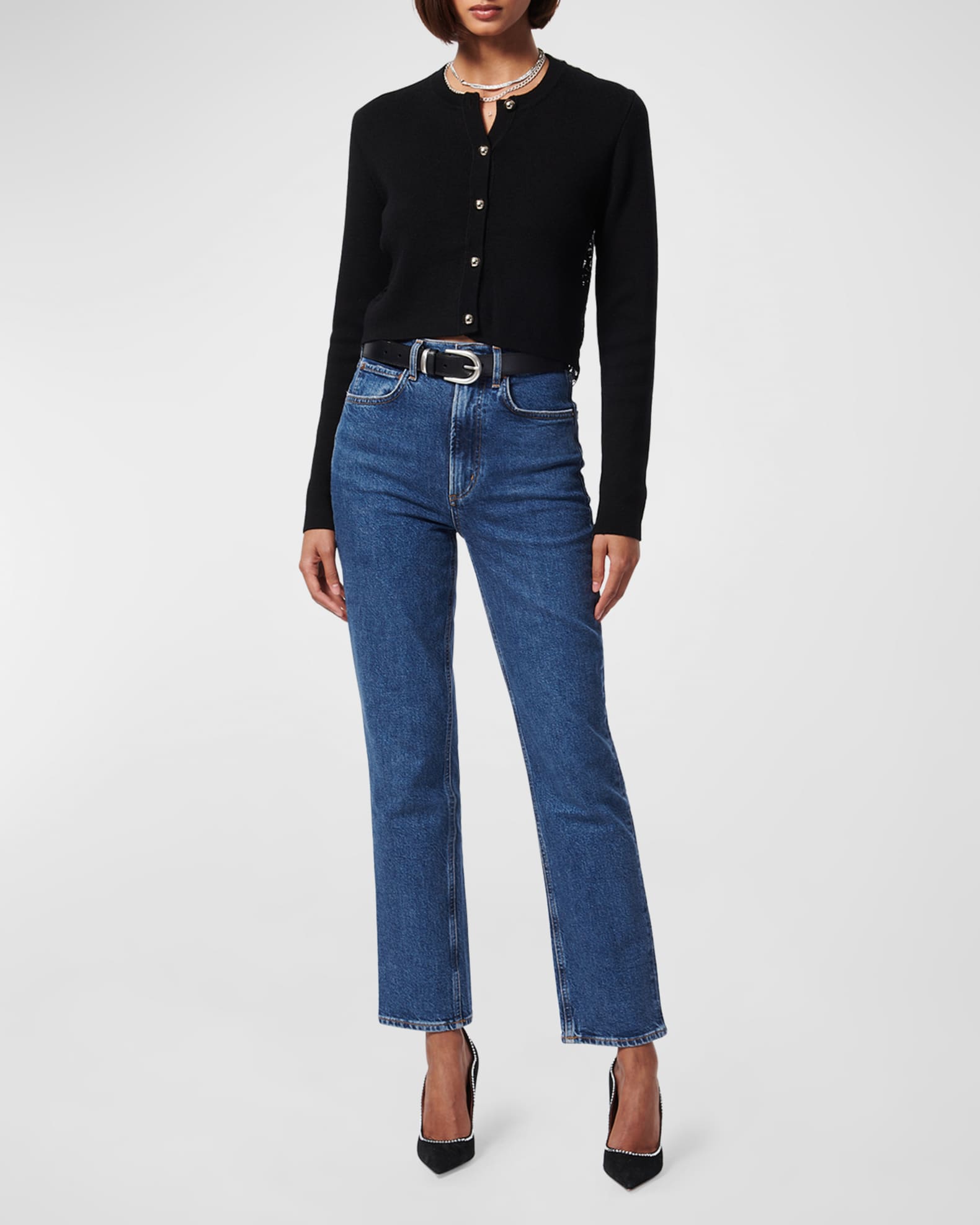 Cami NYC Aurla Merino Wool Lace-Back Cardigan | Neiman Marcus