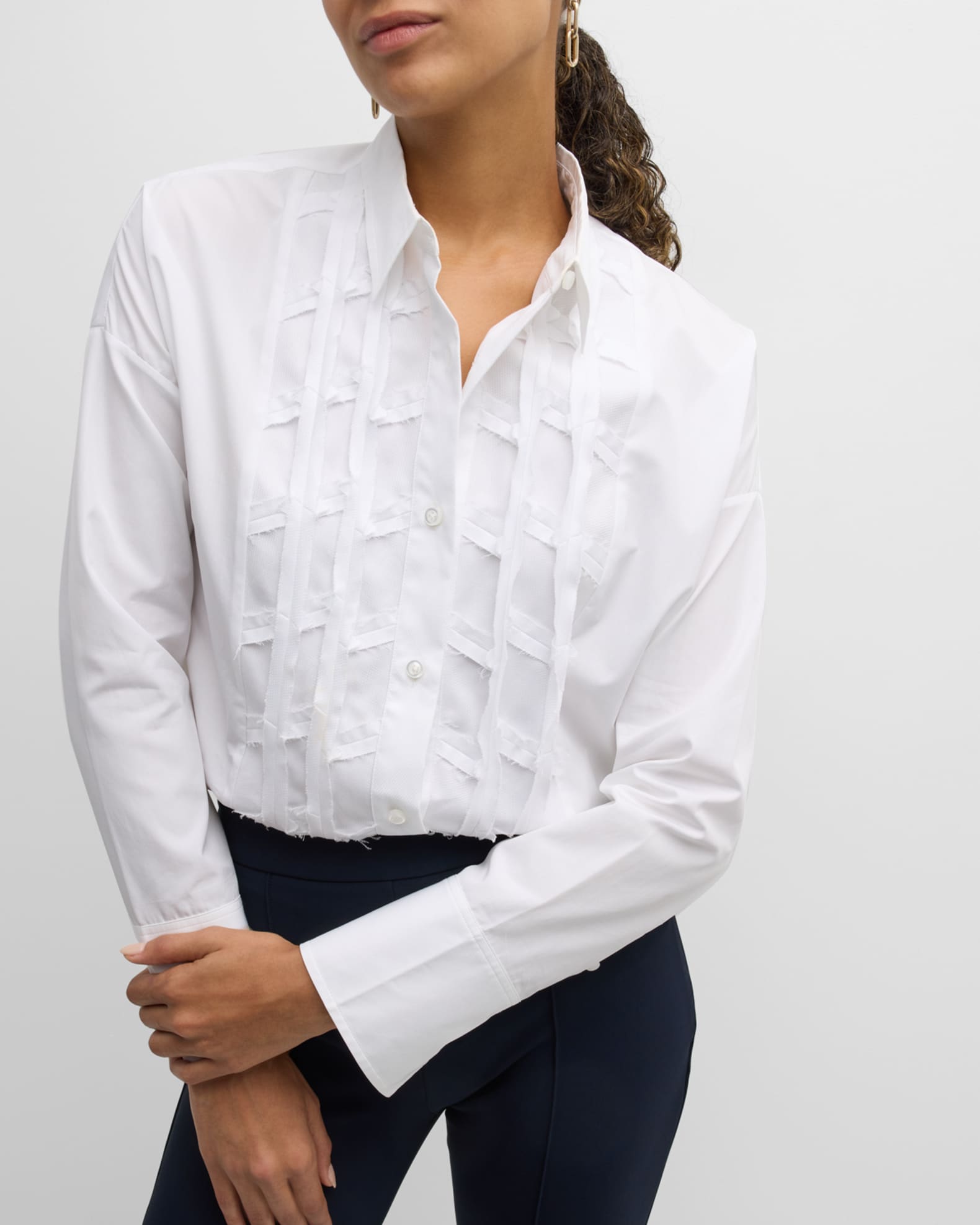 CALLAS Milano Soir Embellished Button-Down Cotton Shirt | Neiman Marcus